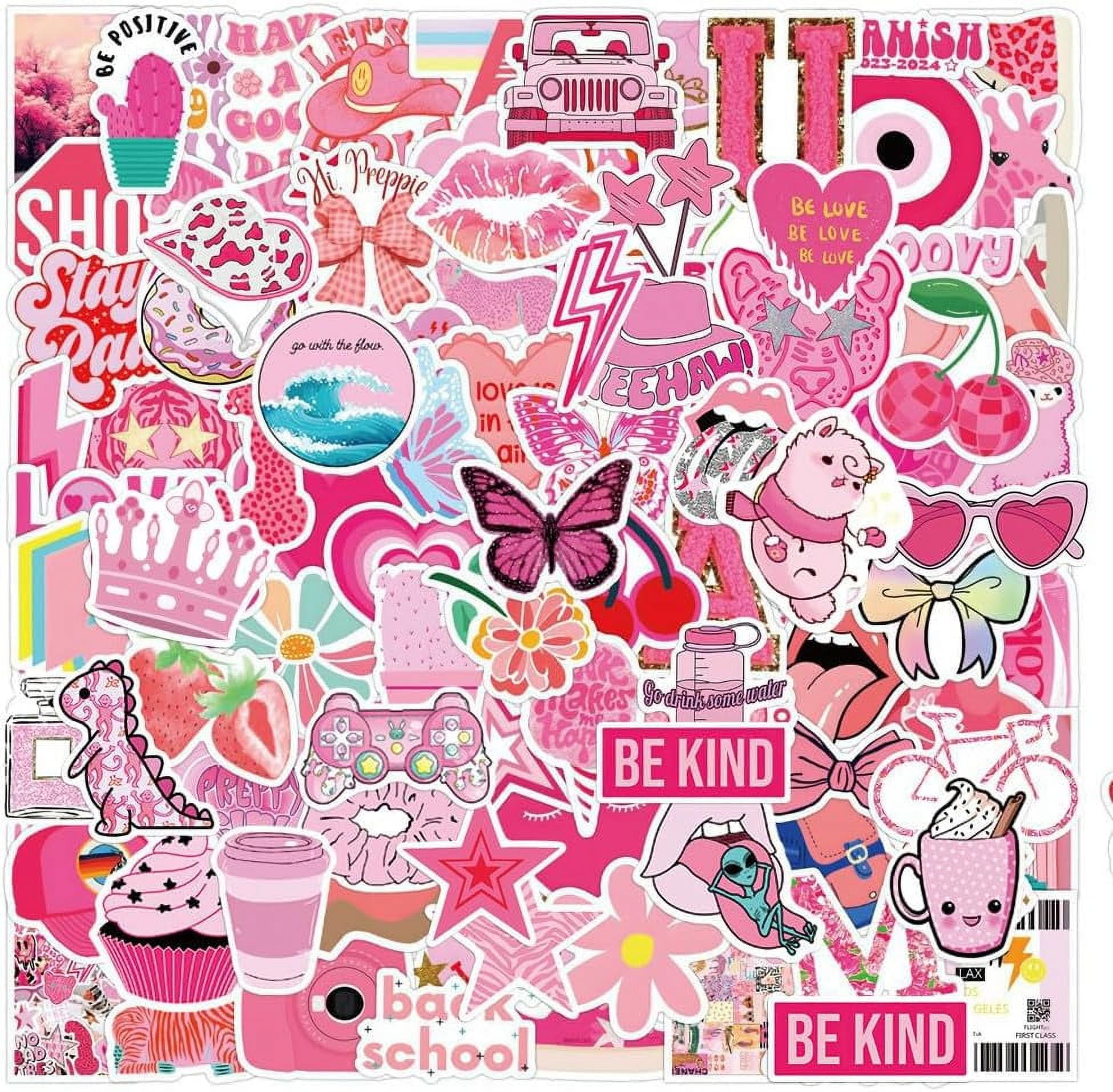 200PCS Preppy Aesthetics Stickers,Pink Cute Stickers for Teen Girls ...