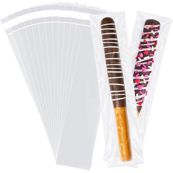 200PCS Pretzel Rod Bags 2X10 Inches Self Sealing Cellophane Bags Stick ...