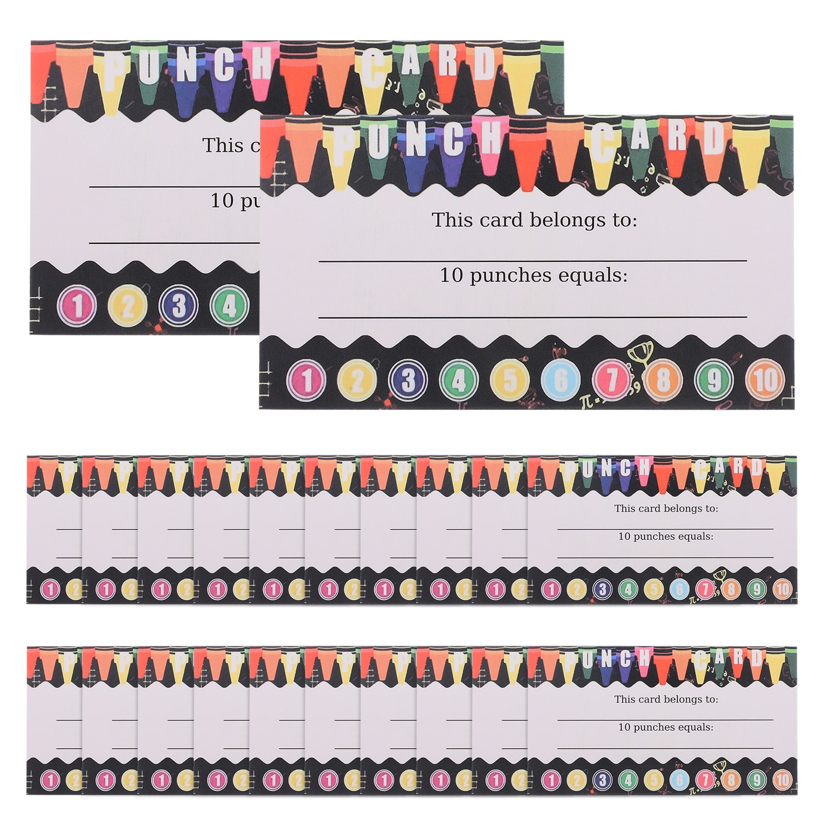 200PCS Punch Cards Incentive Reward Card Student Awards Loyalty Cards ...