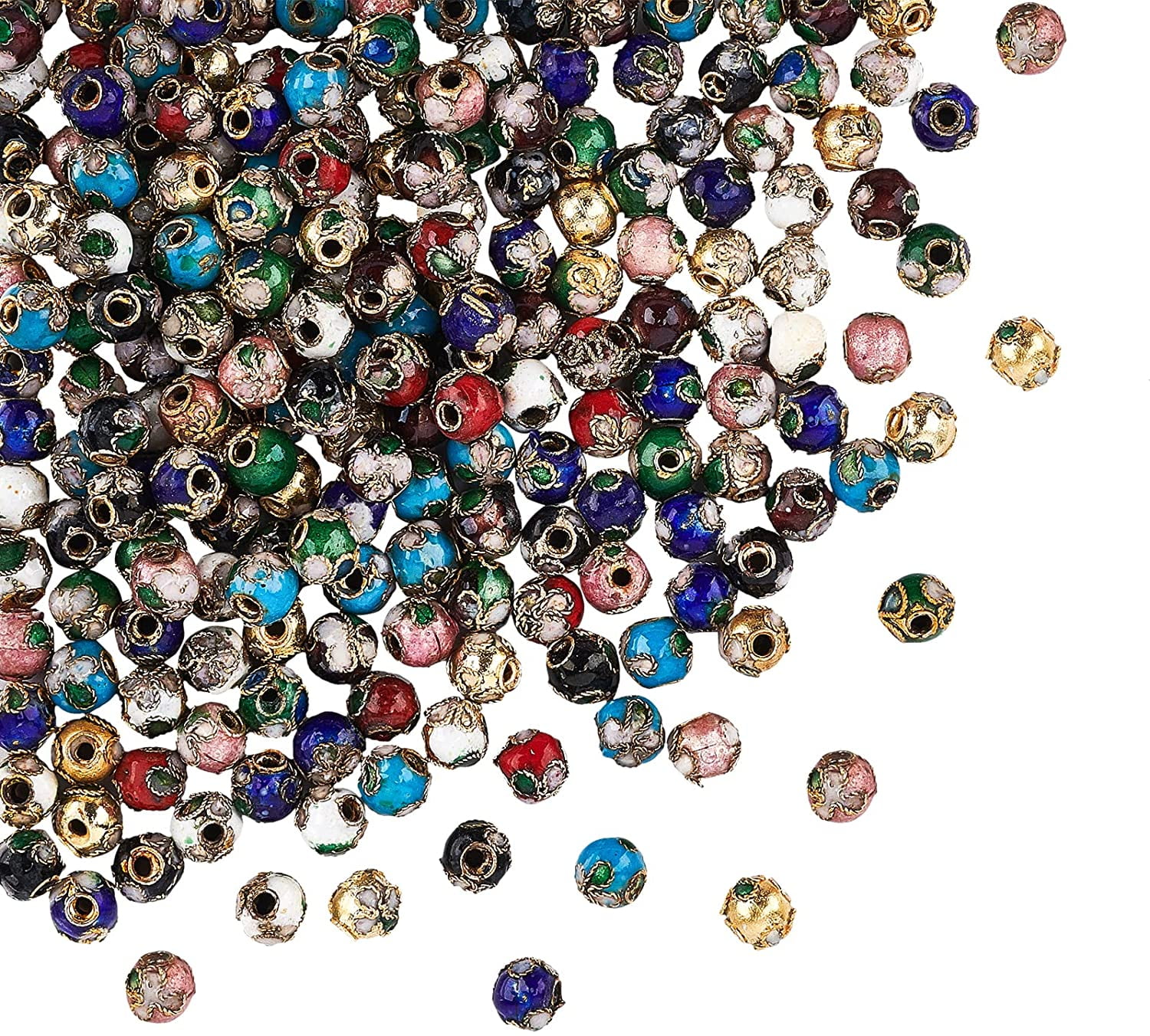 200PCS Random Mixed Color Handmade Vintage Beads Filigree Cloisonne ...
