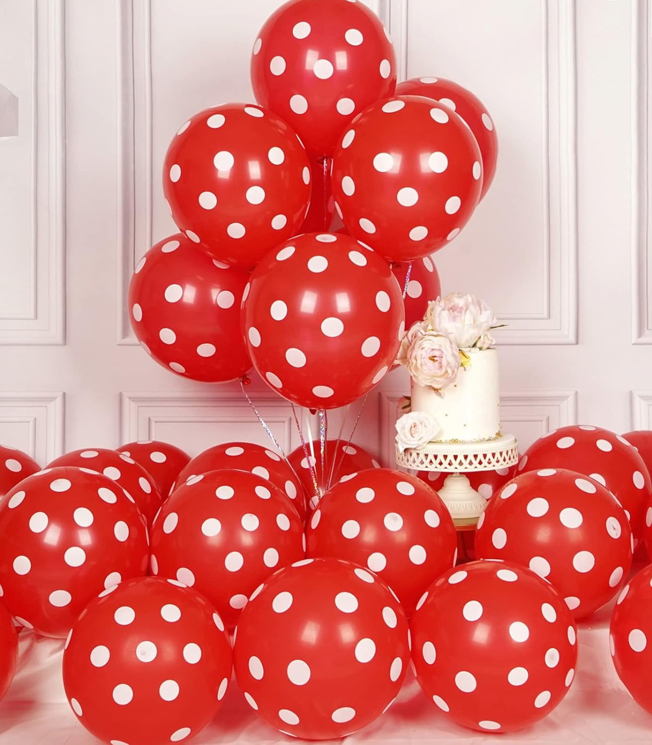 200PCS Red Polka Dot Balloons 12 Inch Latex Helium Round Party Balloons ...