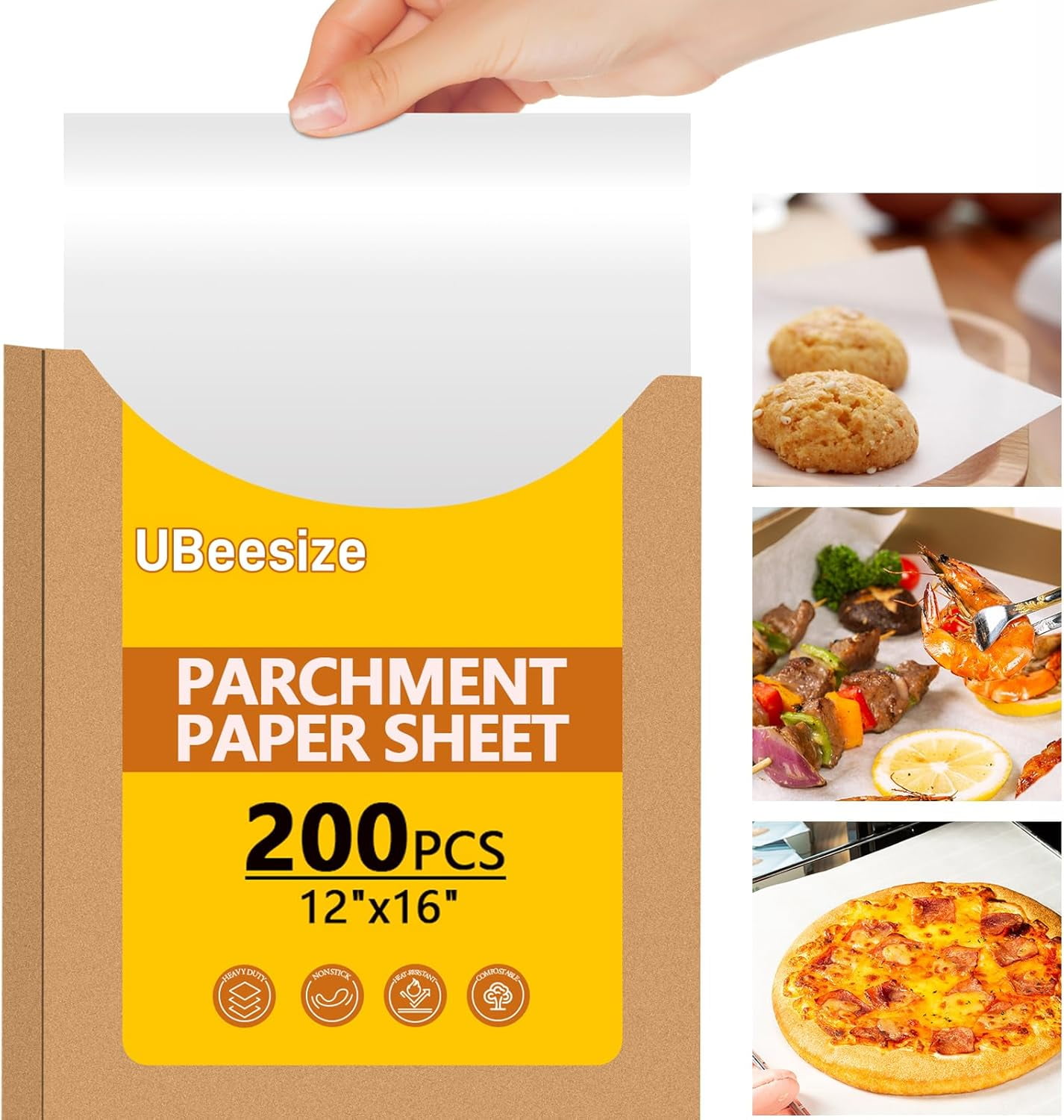 200PCS Thickened Precut Parchment Paper Sheets,12×16 In Heavy Duty Non ...