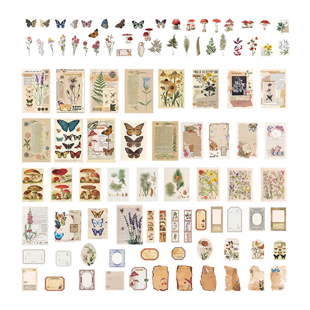 200PCS Vintage Scrapbooking Supplies Pack, Aesthetic Scrapbook Stickers ...