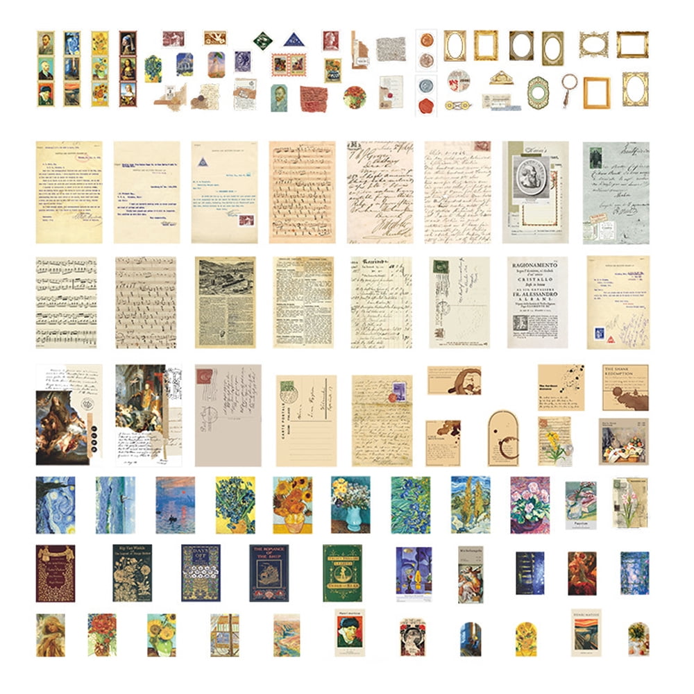 200PCS Vintage Scrapbooking Supplies Pack, Aesthetic Scrapbook Stickers ...