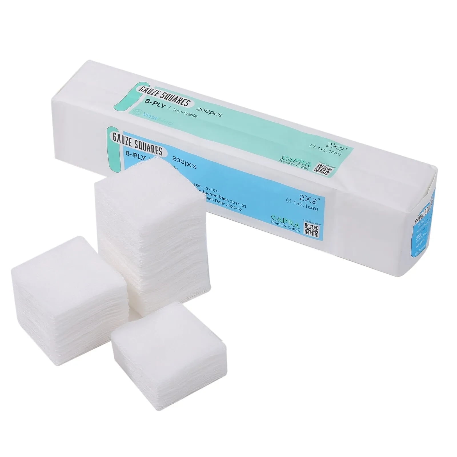 200PCs CAPRA Gauze Non-Woven/Non-Sterile Premium Sponges Pad by VASTMED ...