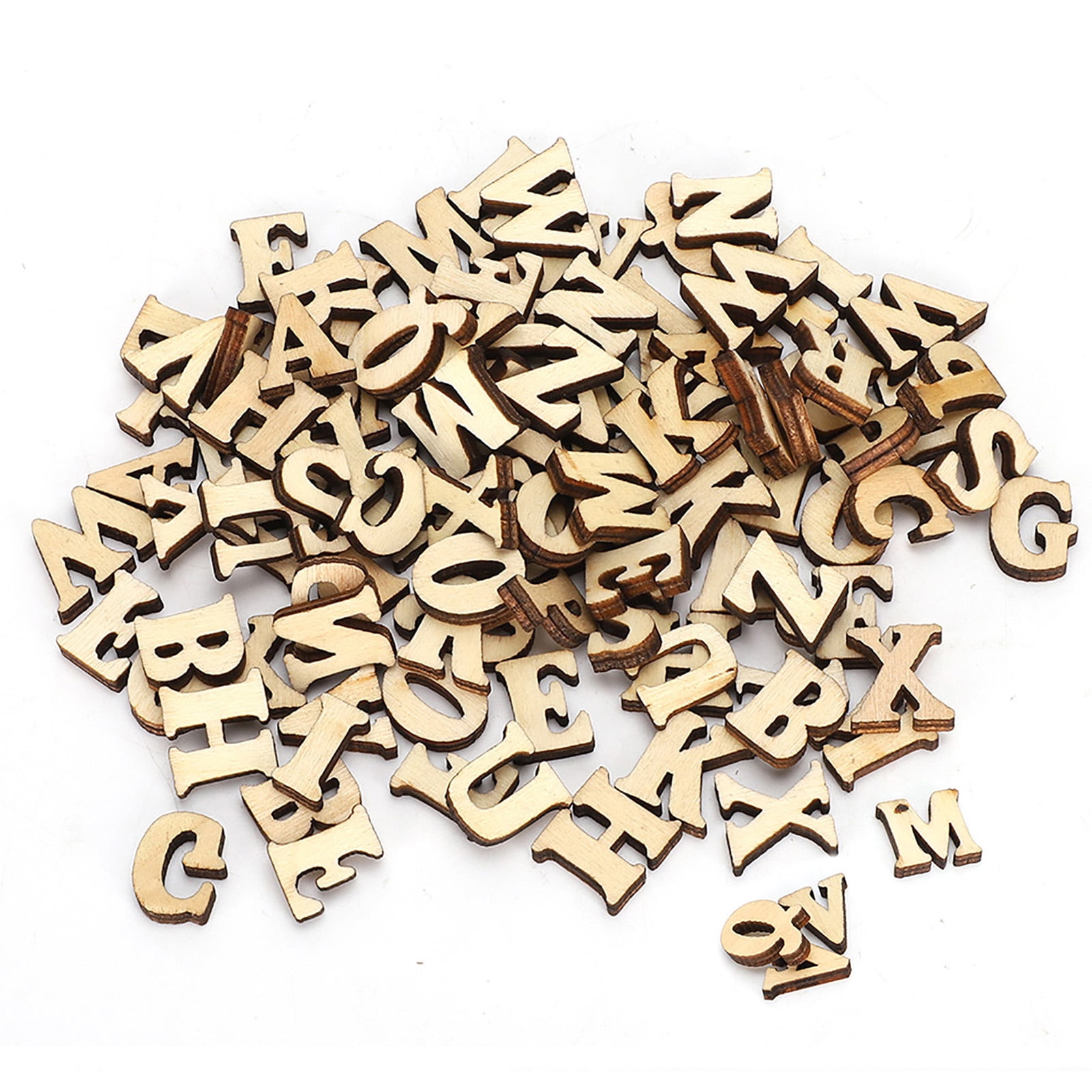 200PCs DIY Log Letter shape Wood Sheet Educational Toy Crafts Decor for ...
