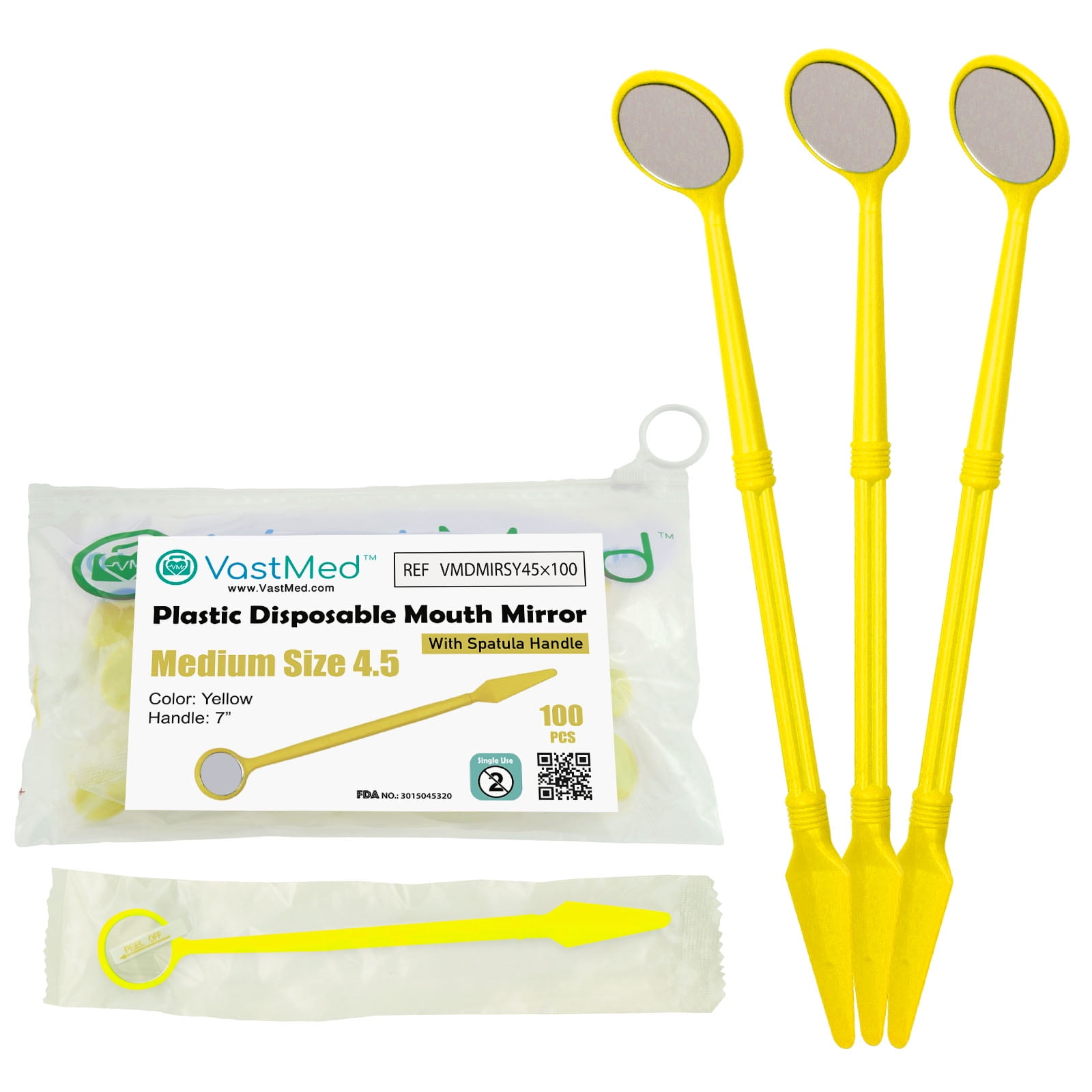 200PCs Disposable Dental Mouth Mirrors with Spatula Handle by VASTMED ...