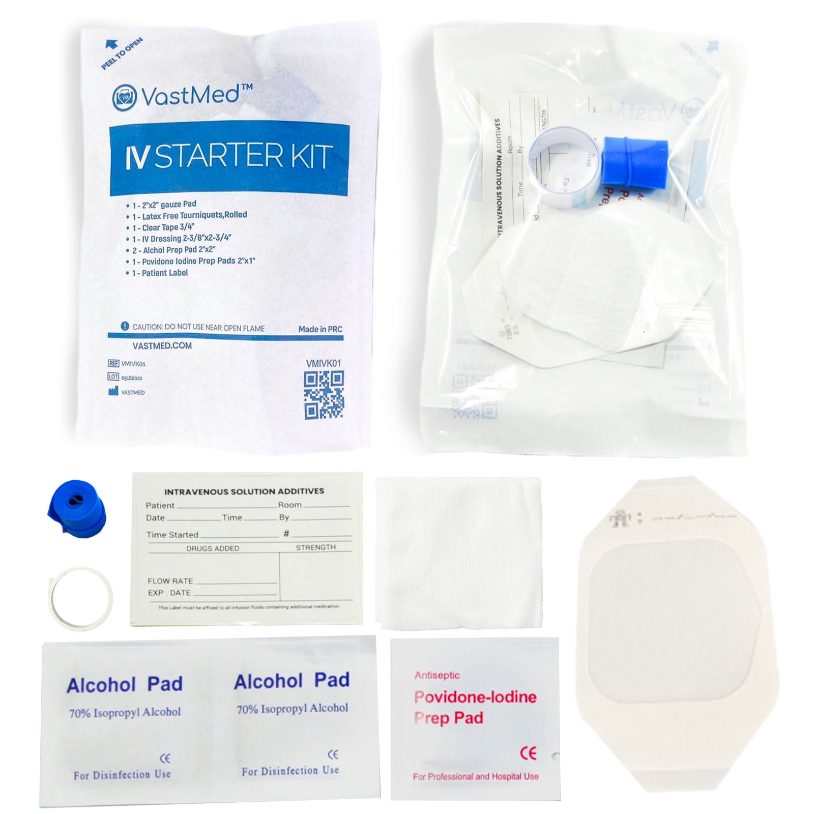 200PCs IV Starter Kit with Gauze/Chlorascrub Swab LF by VASTMED | Posi ...