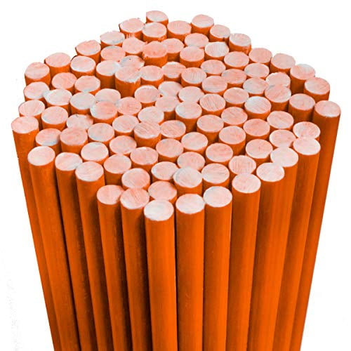 200PK 48" 1/4" Diameter Hi Visibility Safety Orange Driveway Markers ...