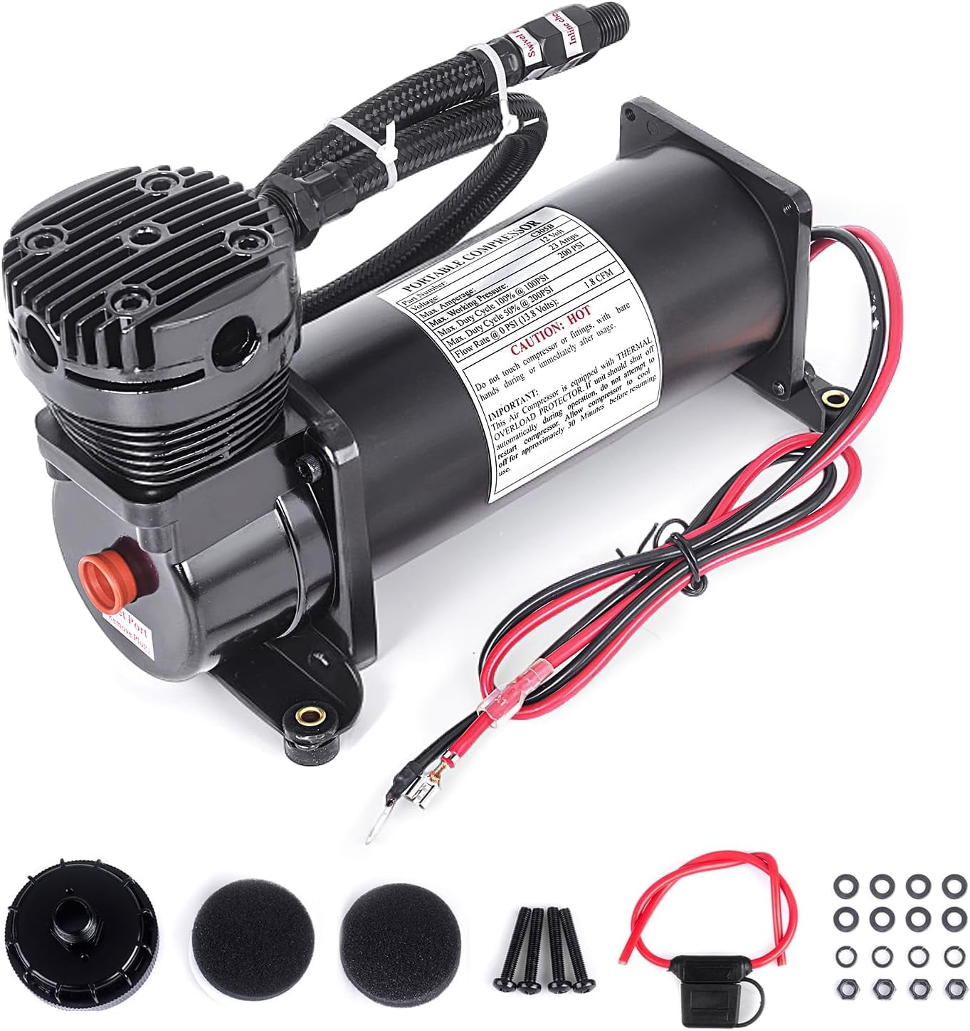 200PSI 3/8 NPT Heavy Duty Air Train Horn/Air Ride Suspension Compressor ...