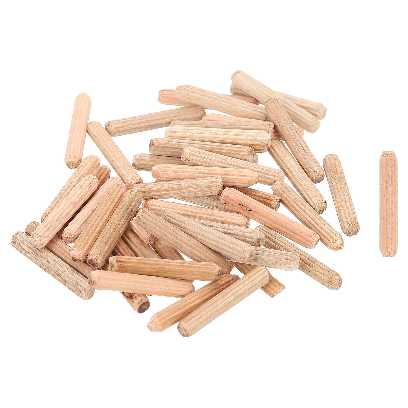 200Pack 1/5" x 1-1/6" Wooden Dowel Pins, Furniture Woodwork Grooved ...