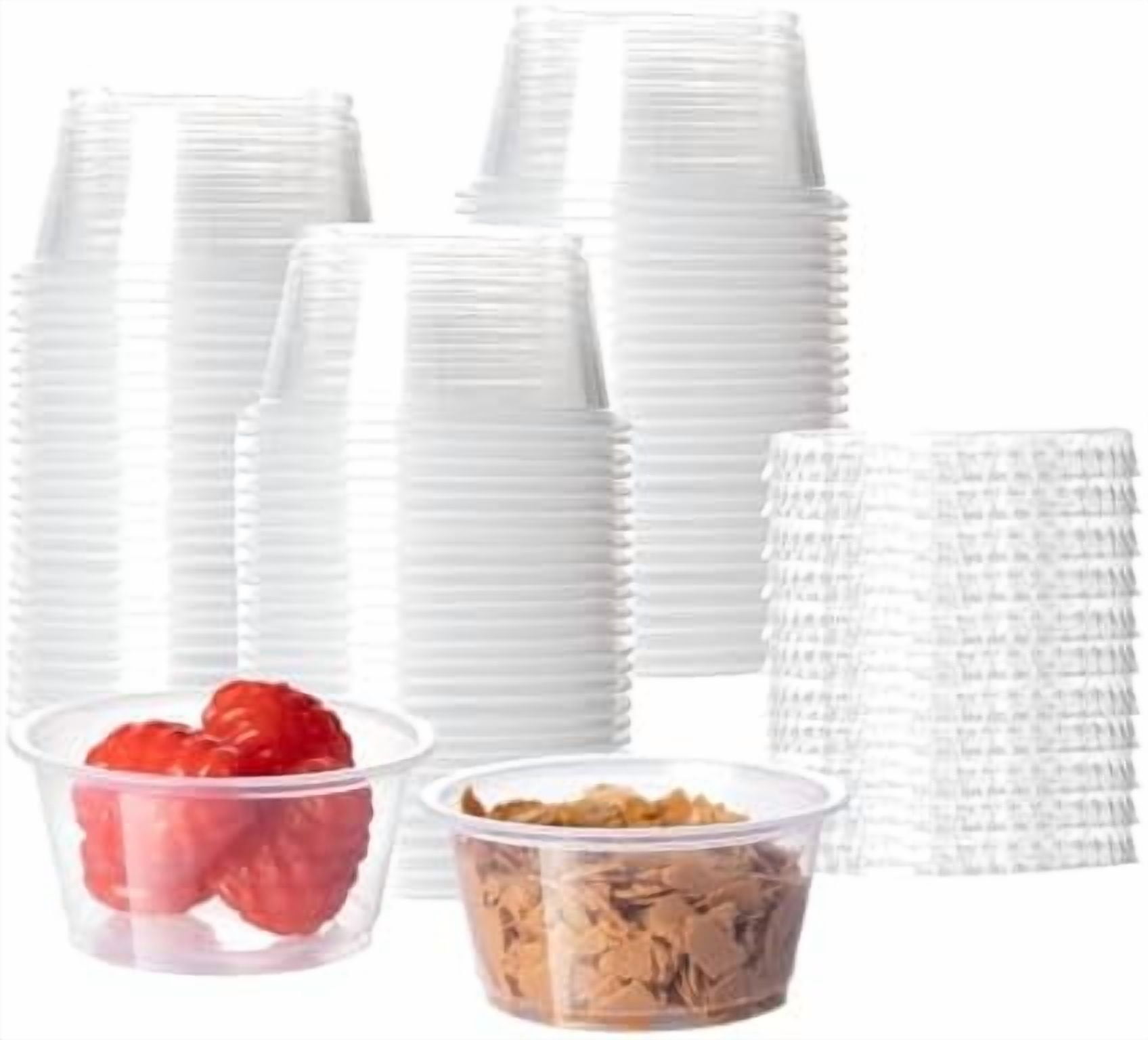 200Pack 2oz Disposable Plastic Portion Cups with Lids, Small Mini Sauce ...