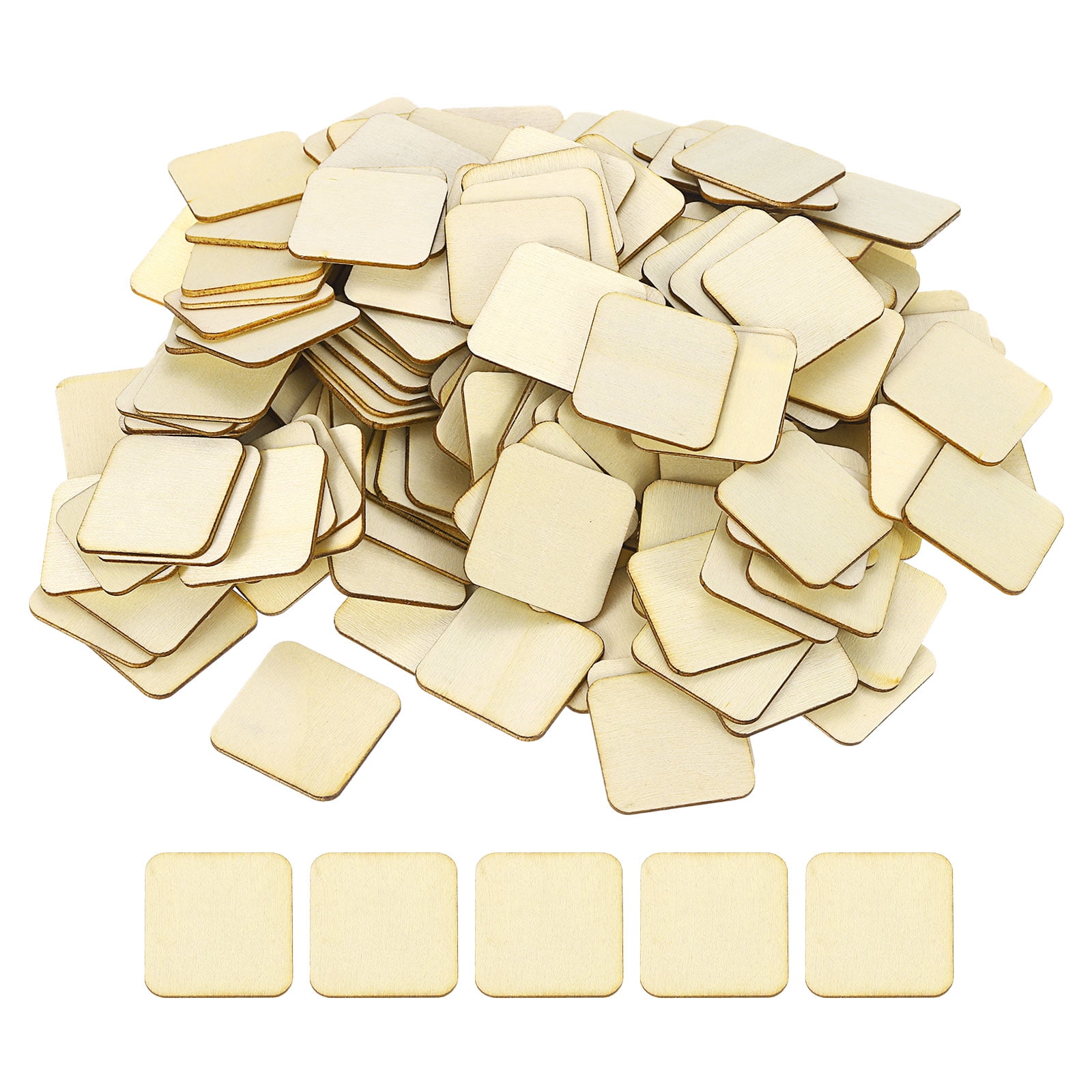 200Pack 30mm(1.2inch) Unfinished Wooden Circles Blank Square Wood Discs ...