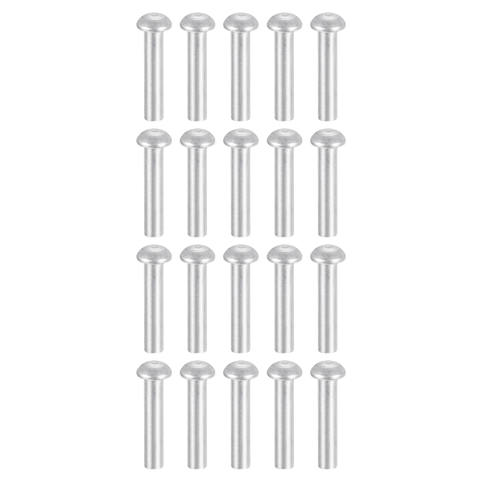 200Pack Brazier Head Rivets, M4 x 20mm Aluminum Solid Rivets, Silver ...