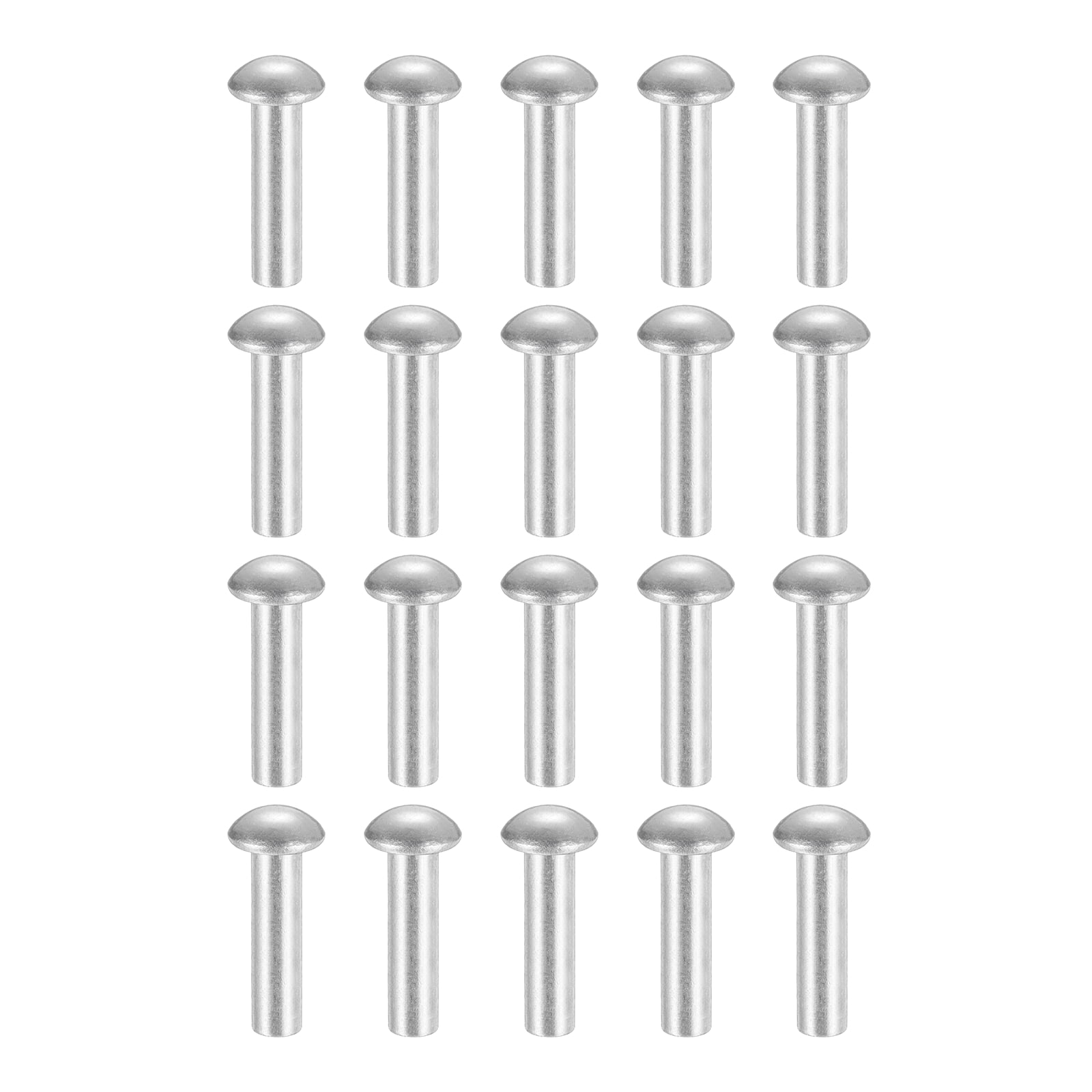 200Pack Brazier Head Rivets, M6 x 20mm Aluminum Solid Rivets, Silver ...