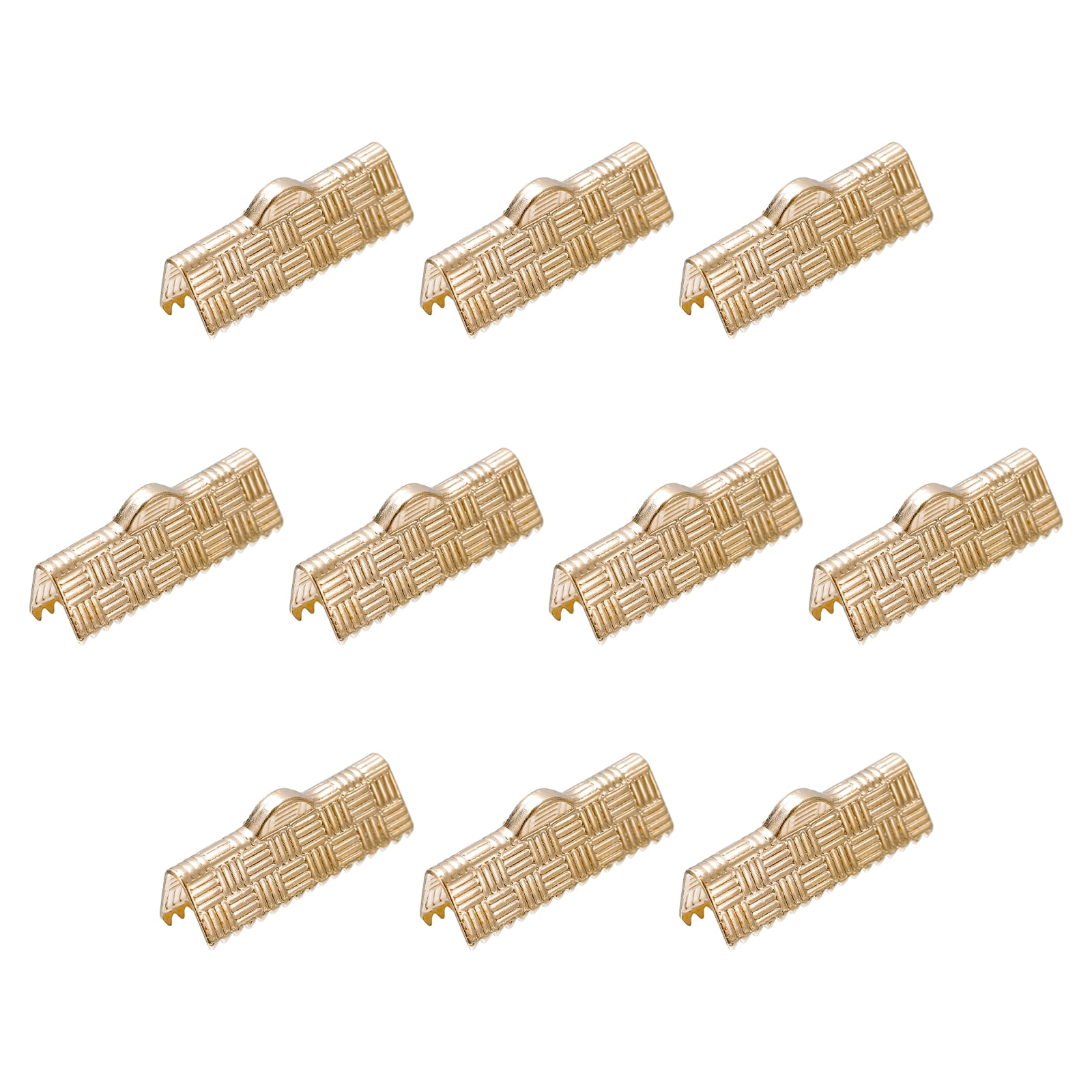 200Pack Ribbon End Crimp Clamps, 20mm Stripe Texture Pinch Cord End ...