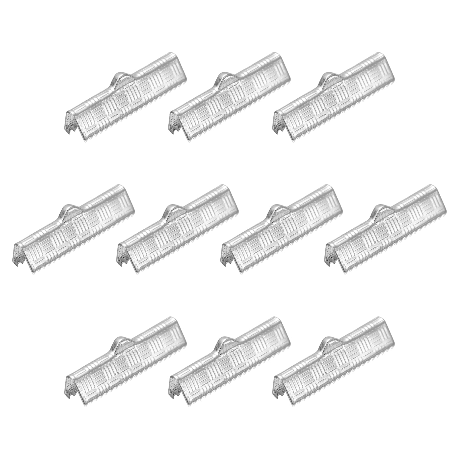 200Pack Ribbon End Crimp Clamps, 25mm Stripe Texture Pinch Cord End ...