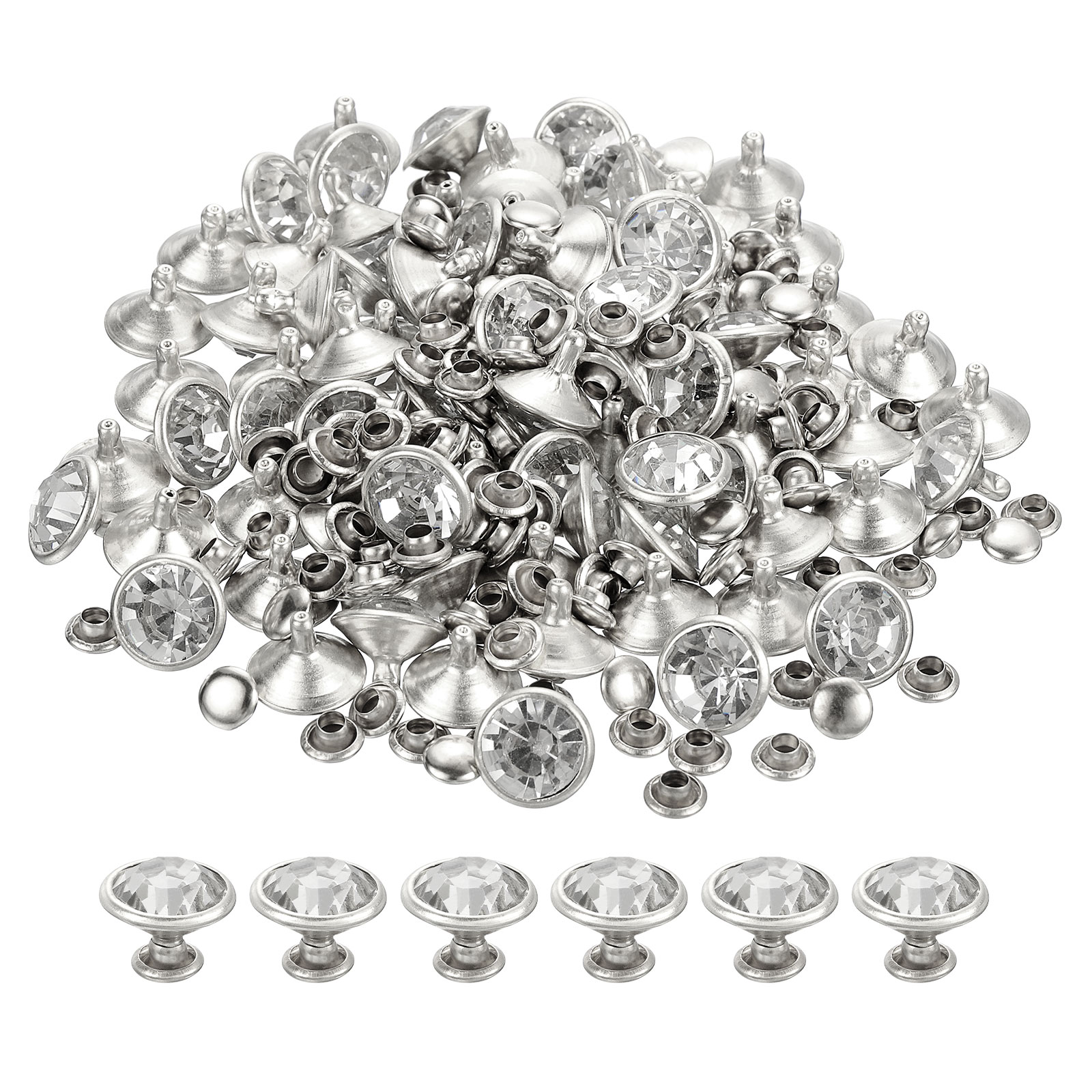 200Pack Silver Rhinestone Rivets, 11.5mm/0.45" Leathercraft Rivets ...