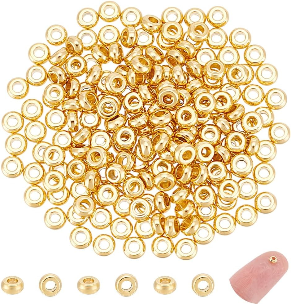 200Pc 18K Gold Plated Spacer Beads Disc Beads Rondelle Spacer Beads ...