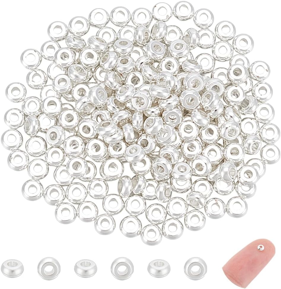 200Pc Disc Spacer Beads Rondelle Beads Silver Spacer Beads Bracelet ...