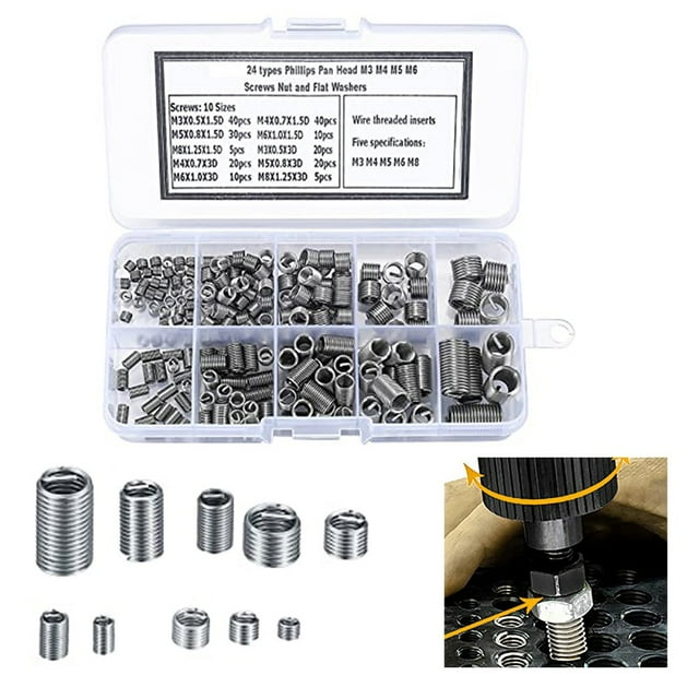 200pc Thread rt Stainless Steel Helicoil For M3 to M8 Thread Repair Kit ...