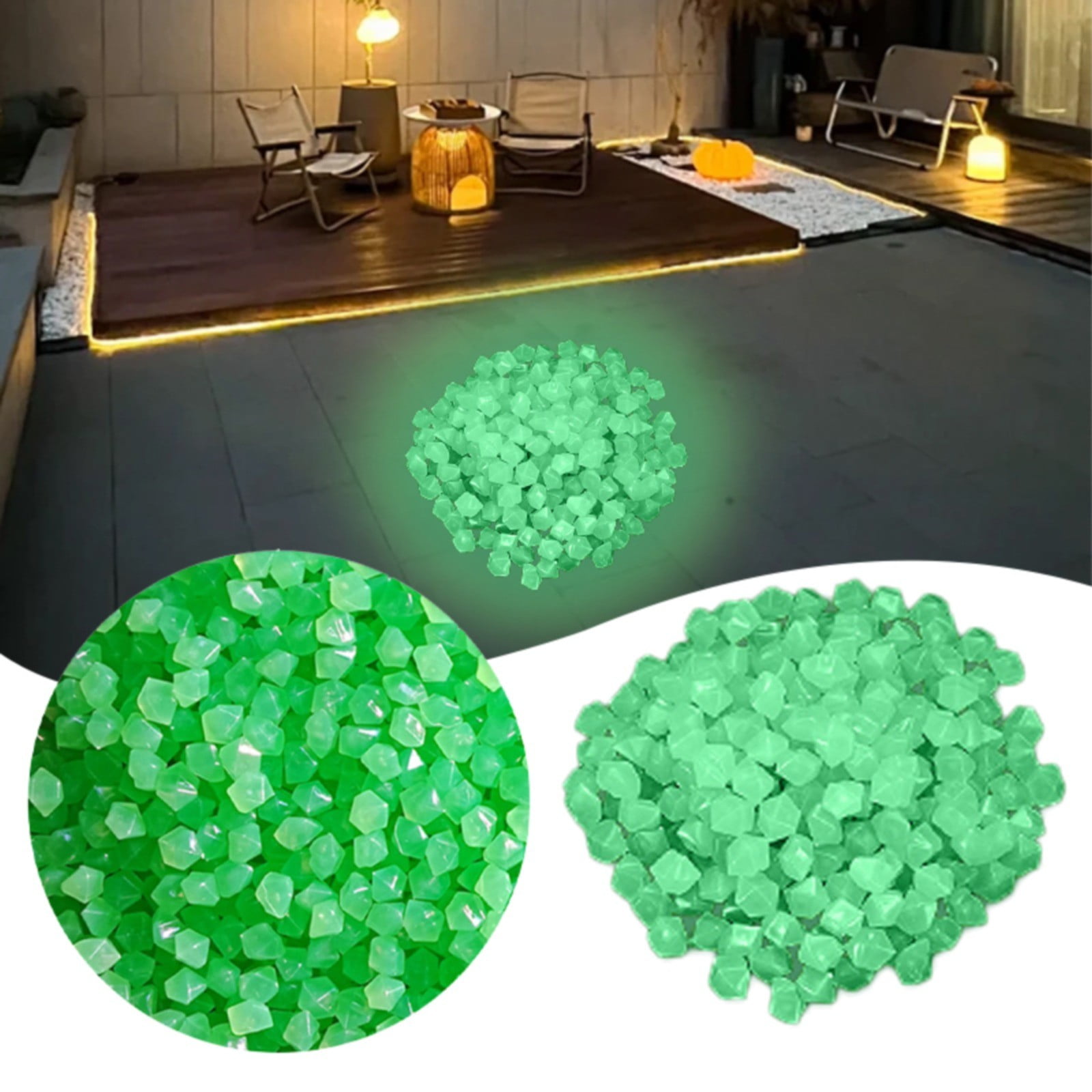 200Pc Turquoise Glow In Dark Pebbles for Aquarium Vase Filler Decor, By ...