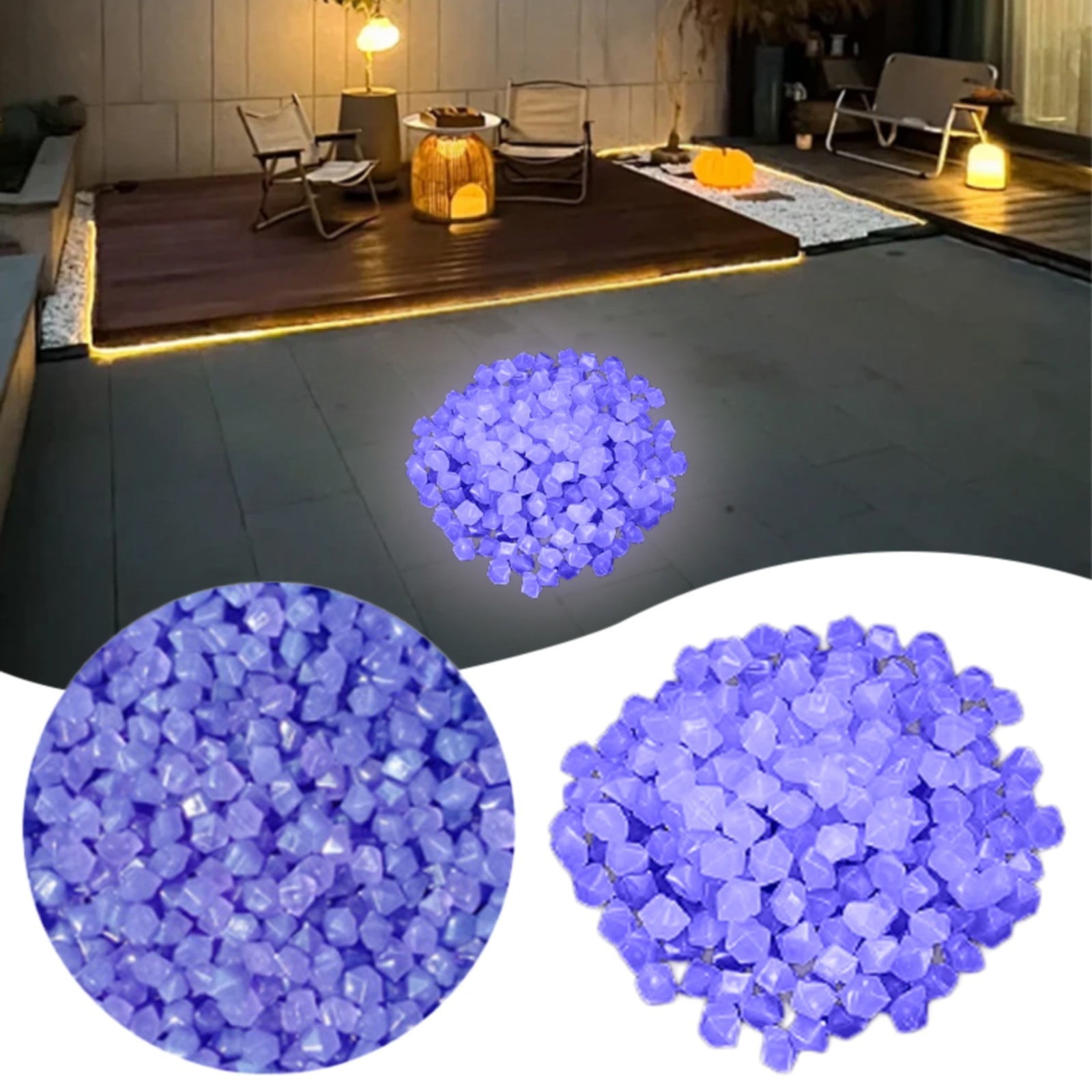 200Pc Violet Glow In Dark Pebbles for Aquarium Vase Filler Decor, By ...