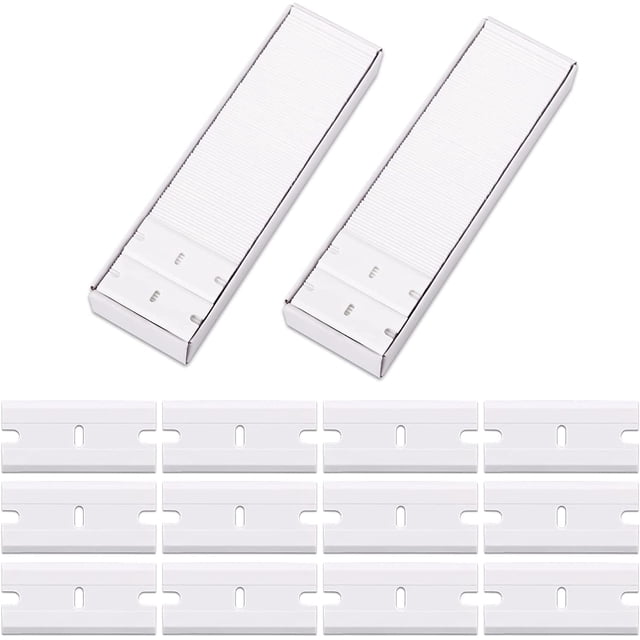 200Pcs 1.5 Inch Universal White Plastic Razor Scraper Blades for Safety ...