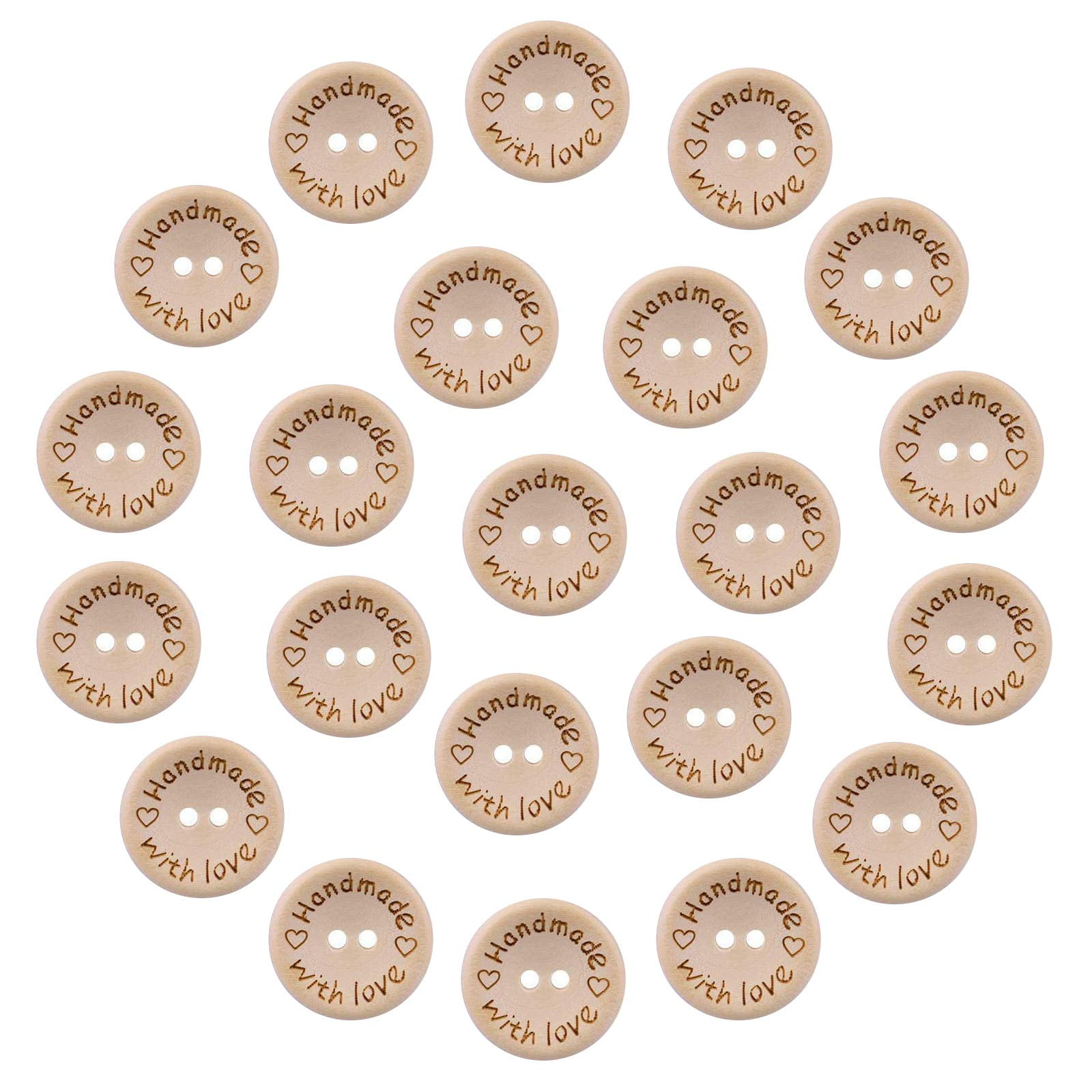 200Pcs 1 inch Wooden Craft Buttons 25mm Wood Buttons for Crafts 2 Holes ...