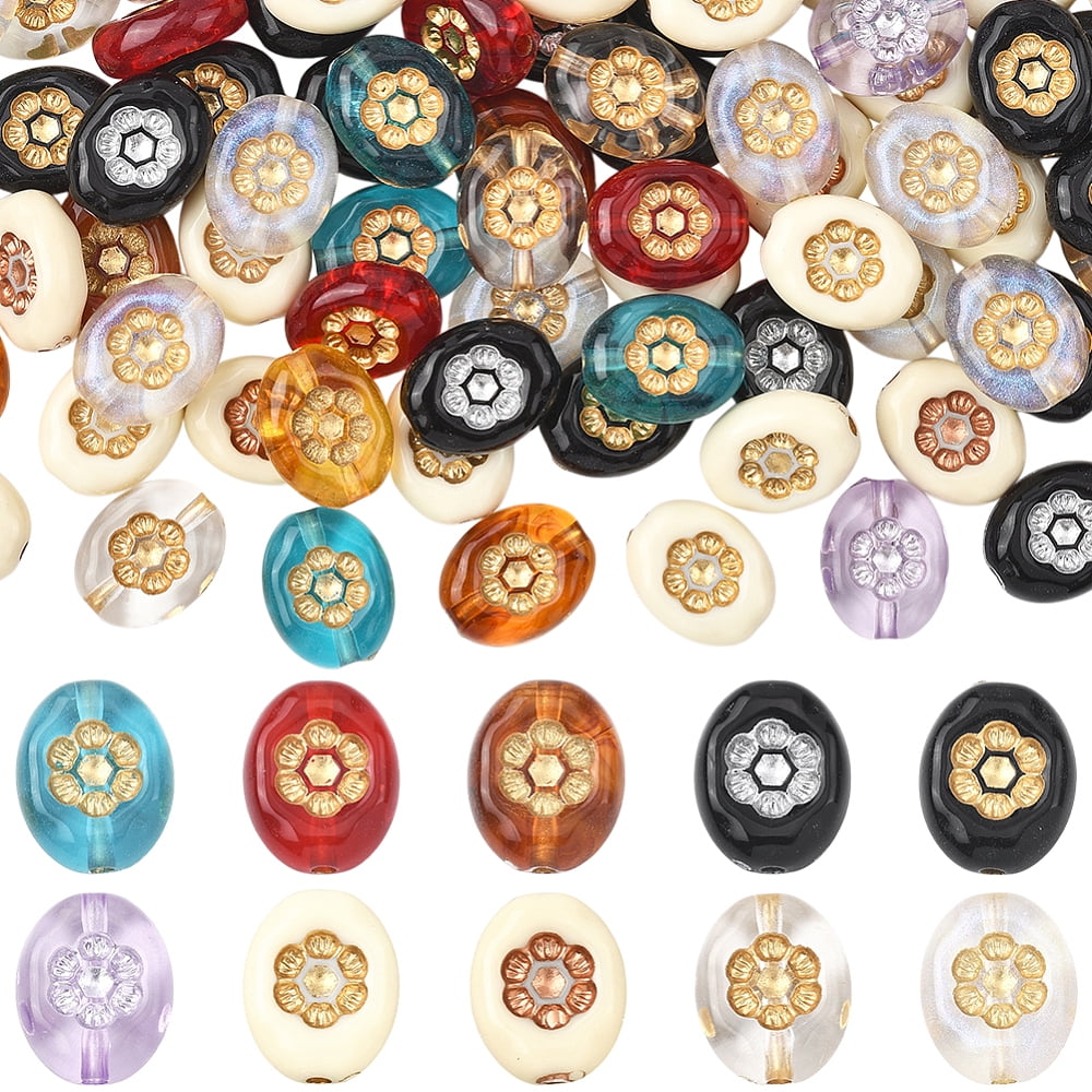 200Pcs 10 Colors Czech Flower Beads Czech Acrylic Beads Bulk Assorted ...