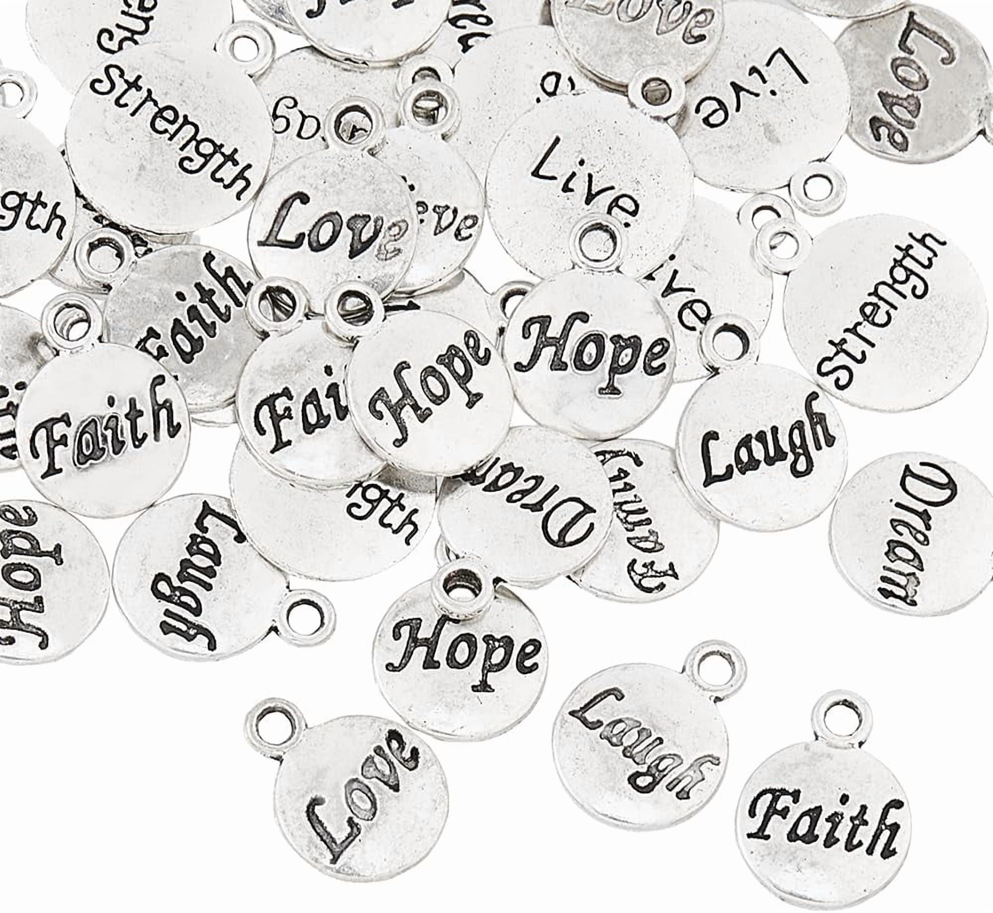 200Pcs 10 Style Inspirational Words Pendants Message Charm Pendants ...