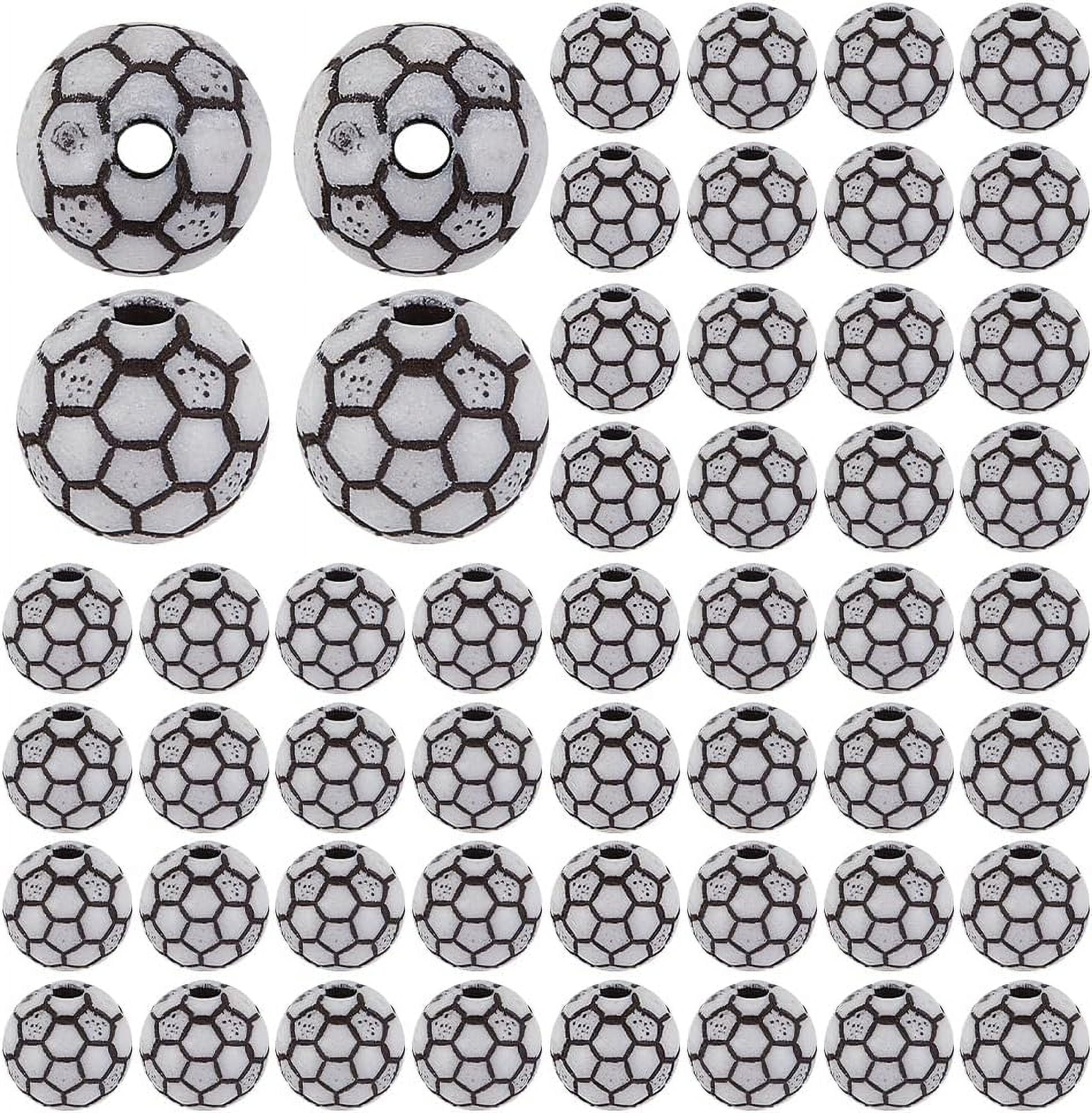 200Pcs 10mm White Football Sports Beads Acrylic Soccer Loose Beads ...