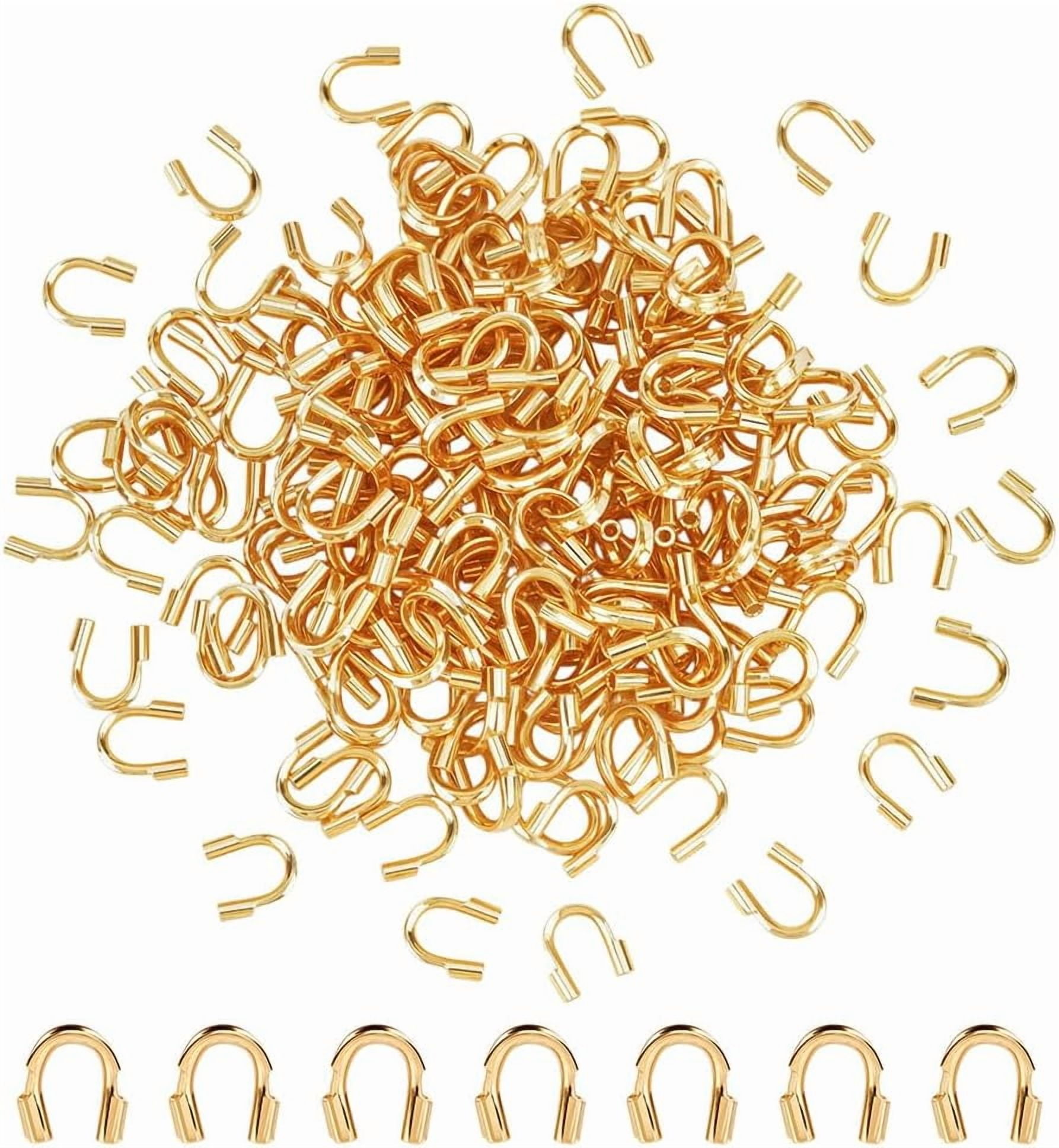200Pcs 18K Gold Brass Wire Guardian U Shape Wire Guard Loops Thread ...