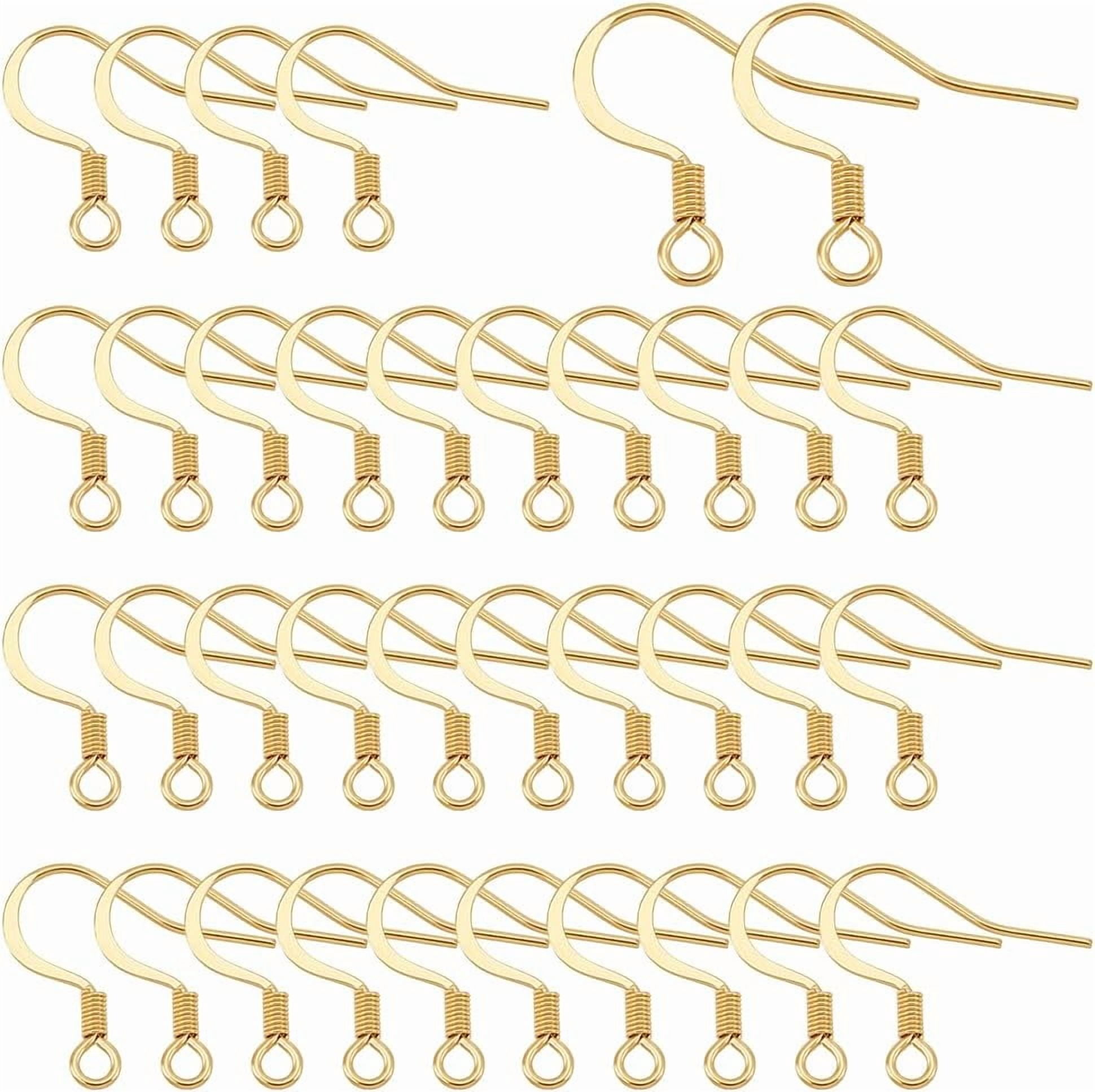 200Pcs 18K Gold Plated Earring Hooks Stainless Steel Ear Wire with ...