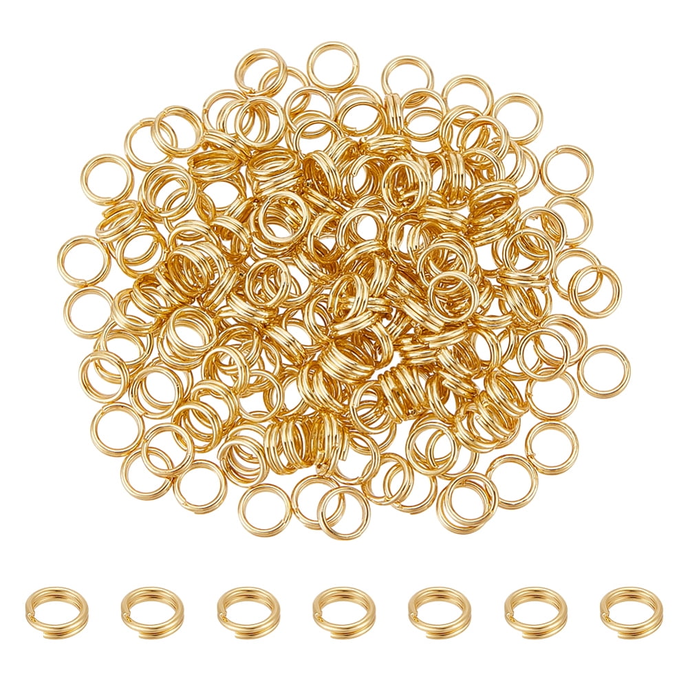 200Pcs 18K Real Gold Plated Double Loops Jump Rings 4mm Split Rings ...