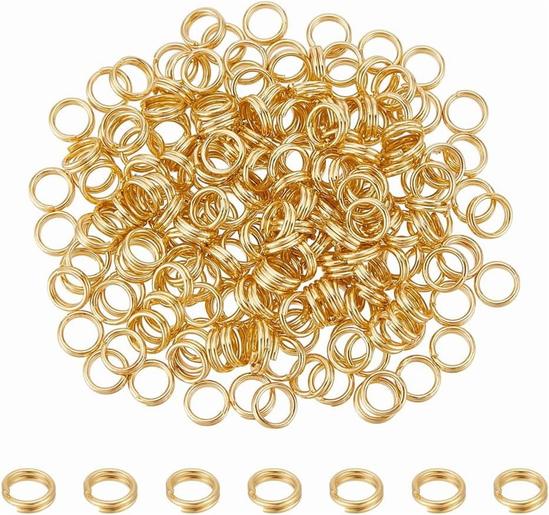 200Pcs 18K Real Gold Plated Double Loops Jump Rings 4mm Split Rings ...