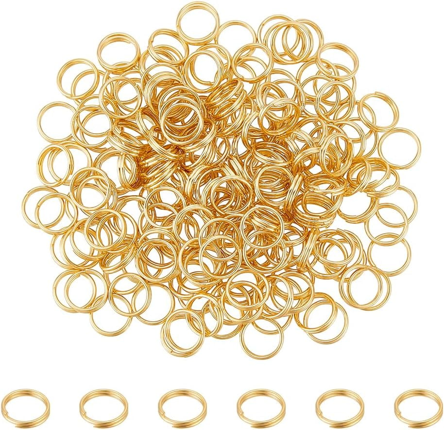 200Pcs 18K Real Gold Plated Double Loops Jump Rings 6mm Metal O Ring ...