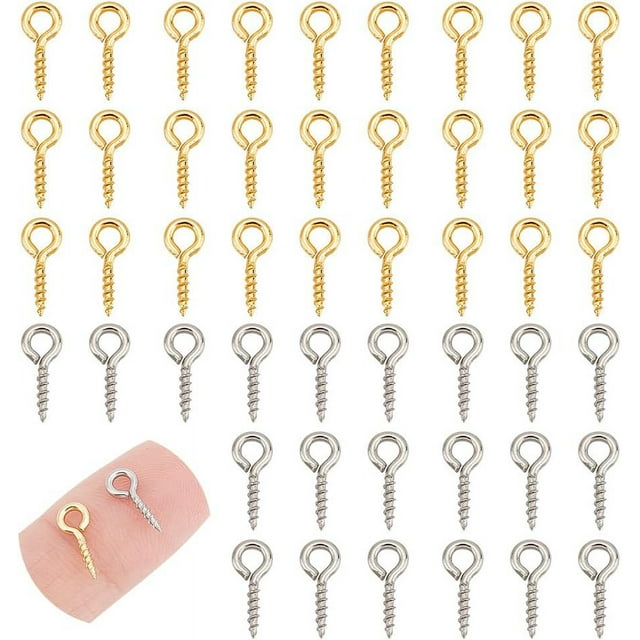 200Pcs 2 Colors 304 Stainless Steel Screw Eye Pin Peg Bails For Half ...
