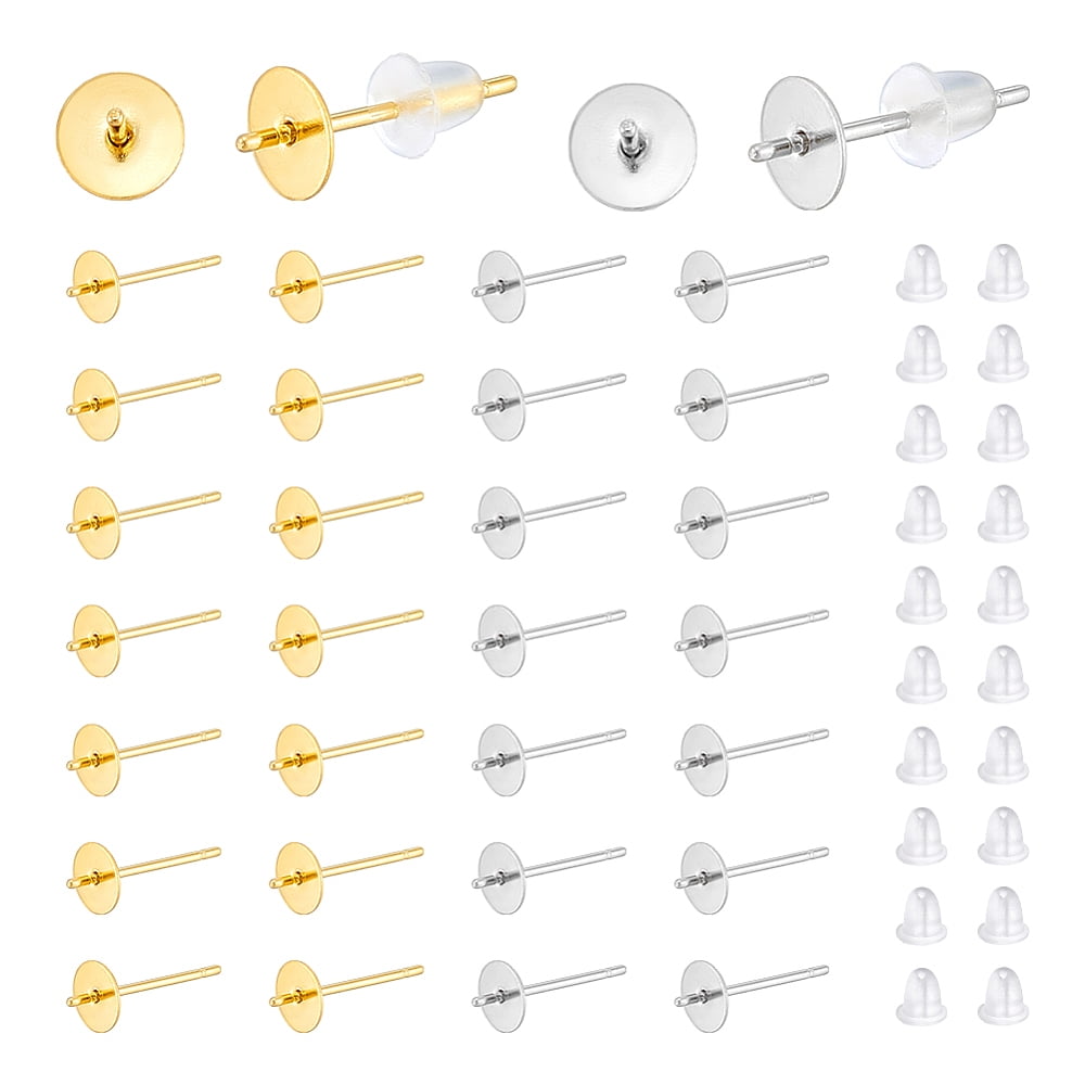 200Pcs 2 Colors 304 Stainless Steel Stud Earring Findings 200Pcs ...