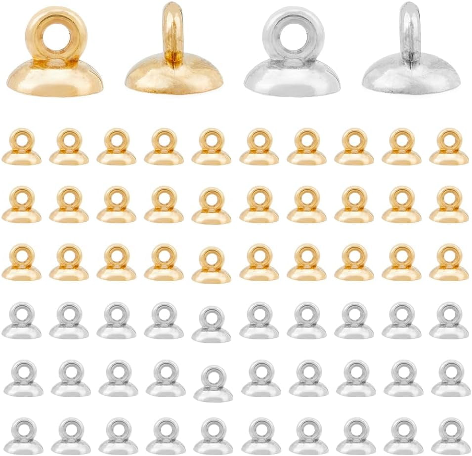 200Pcs 2 Colors Bead Cap Pendant Bails Round Plastic Bails Clasp Dangle ...