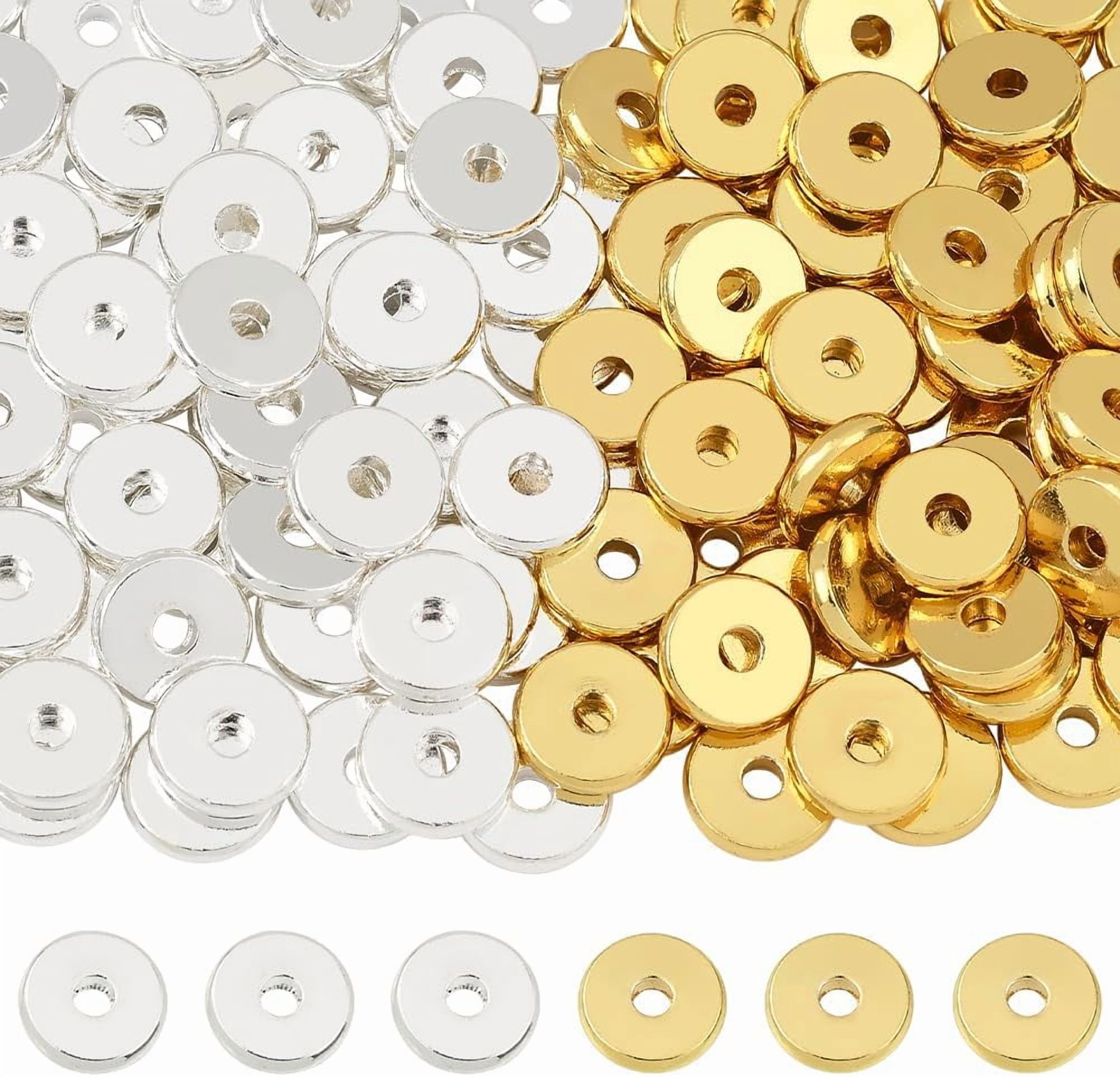 200Pcs 2 Colors Brass Spacer Beads Flat Round Mixed Color 6x1mm Hole: 1 ...