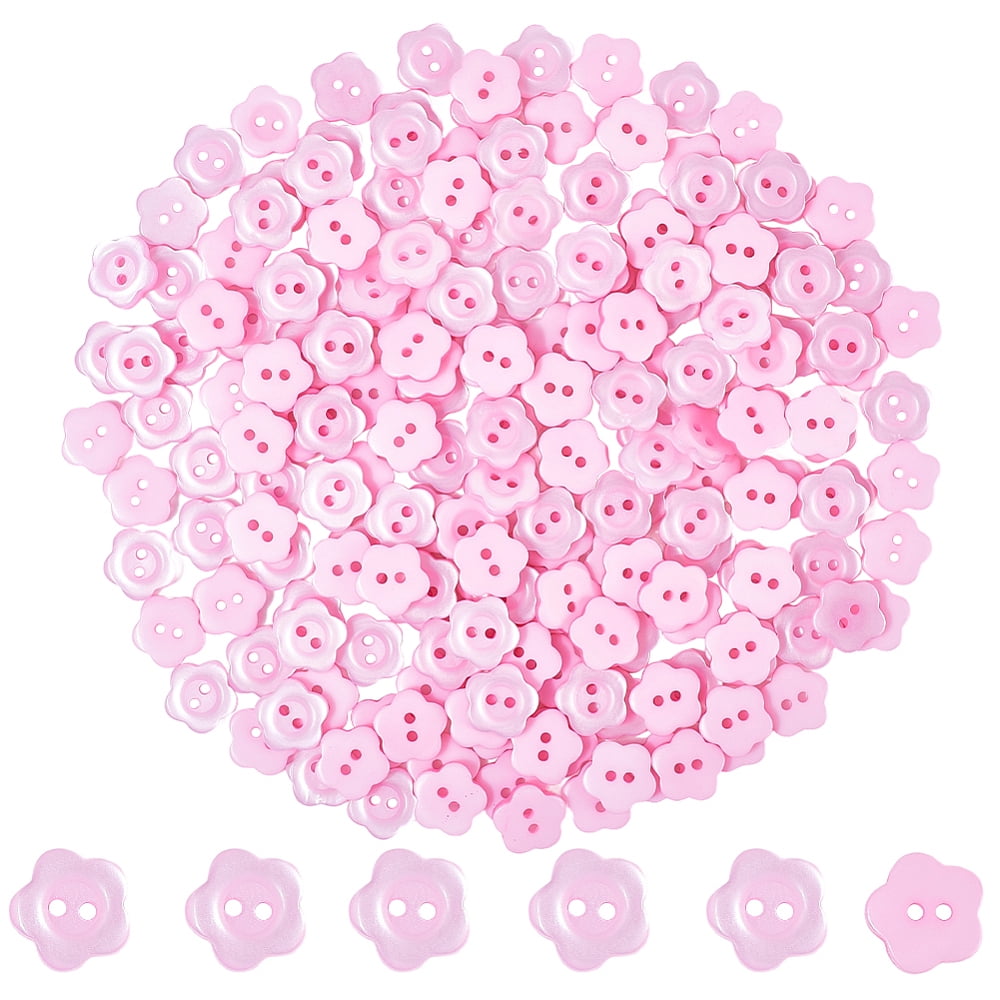 200Pcs 2-Hole Resin Buttons Flower Pink 12x2.5mm - Walmart.com