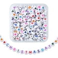 200Pcs 2 Style Opaque Acrylic Beads Flat Round with Letter Heart Mixed ...