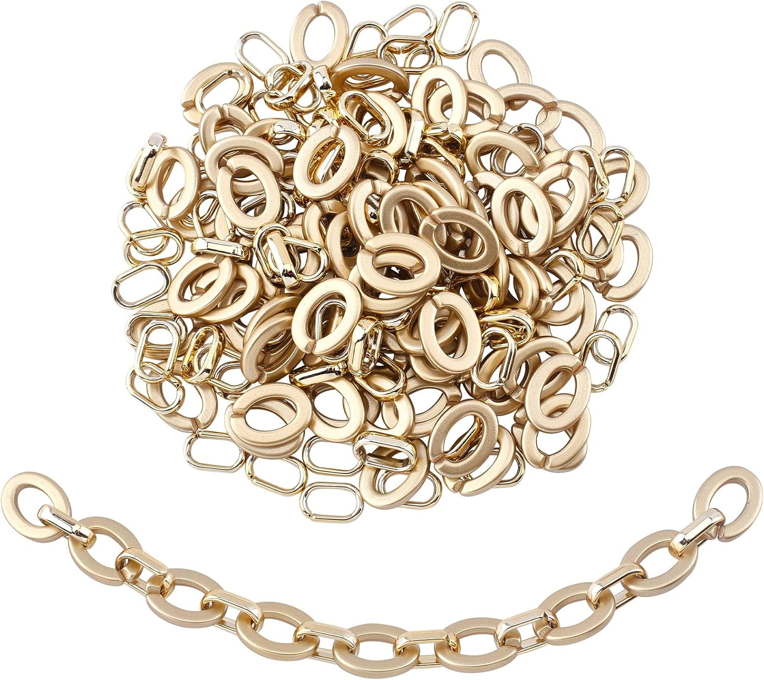 200Pcs 2 Style Opaque Linking Rings Acrylic and CCB Plastic Gold Quick ...