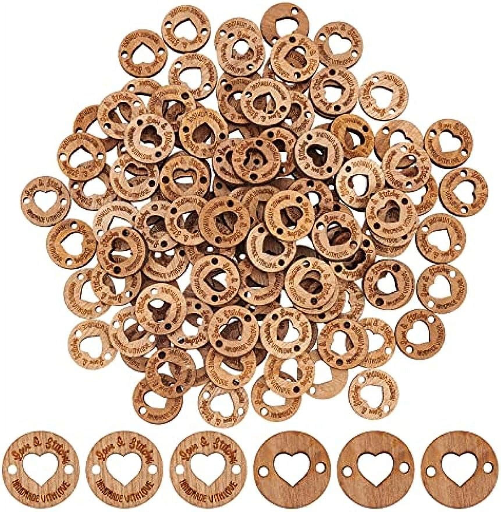 200Pcs 20mm Round Wood Connectors Charms Handmade Decorative Buttons ...
