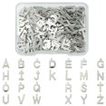 200Pcs 26 Style 201 Stainless Steel Charms Stainless Steel Color Letter ...