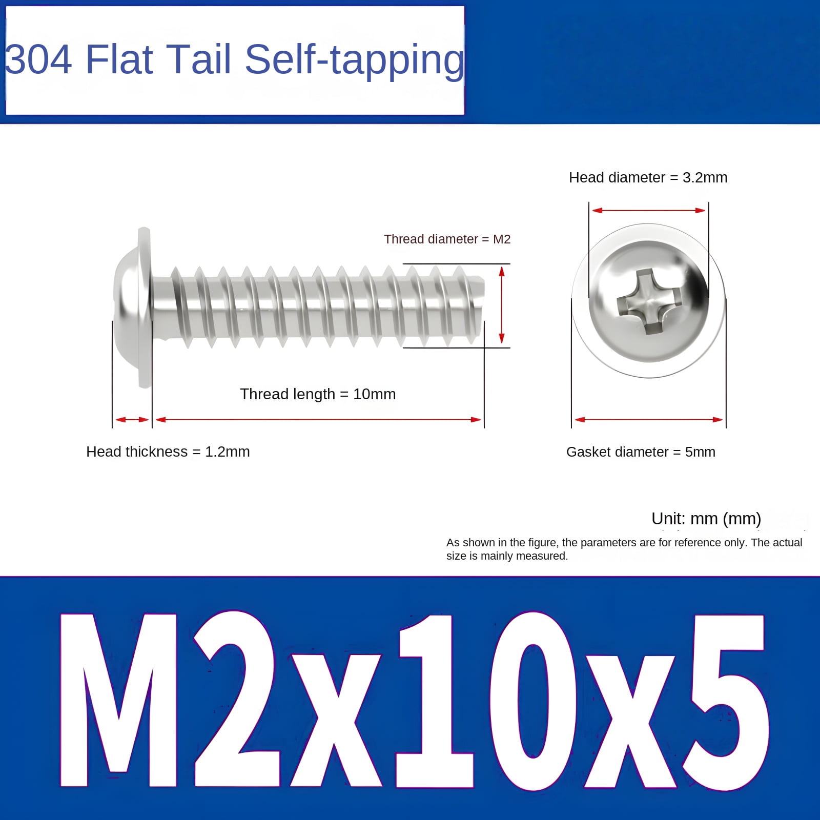 200Pcs,304 Stainless Steel Cross Head Flat-Tail Self-Tapping Screws ...