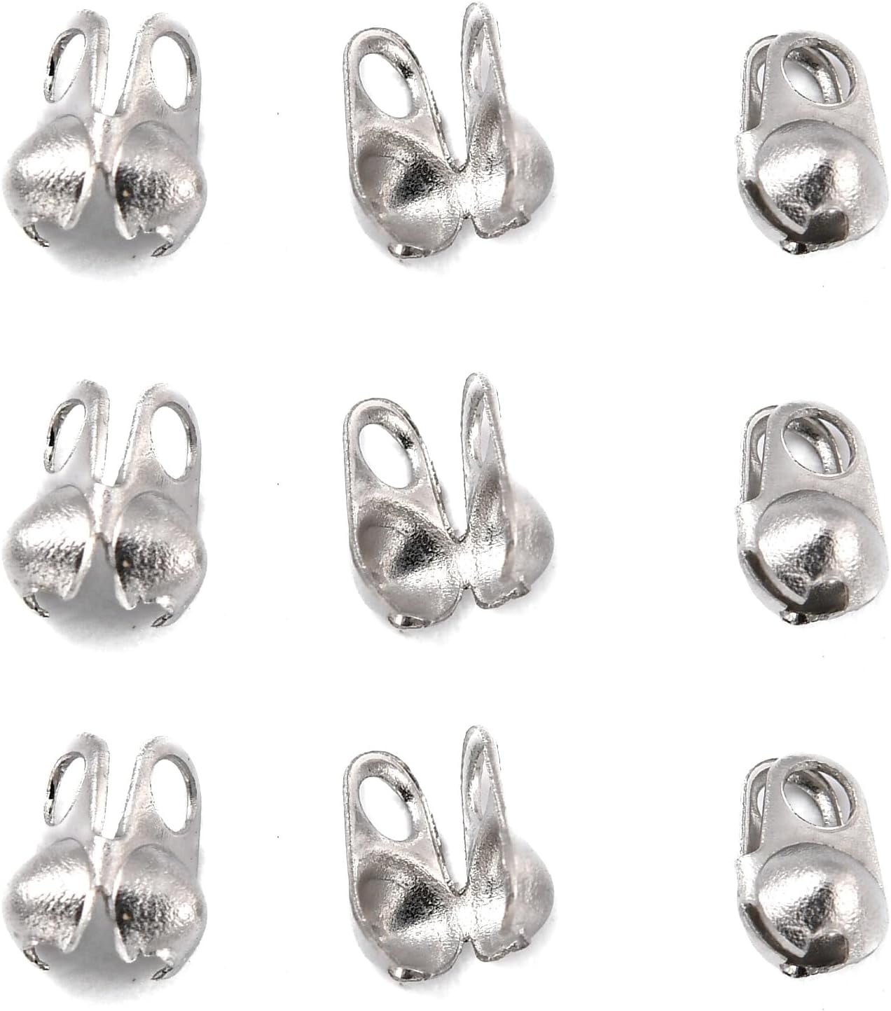 200Pcs 304 Stainless Steel Smooth Surface Bead Tips Calotte Ends ...