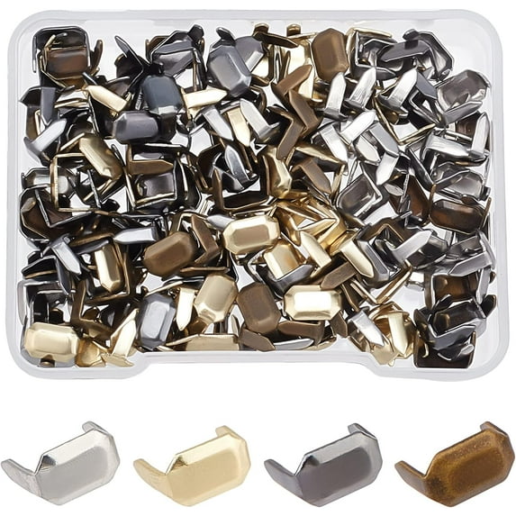 200Pcs 4 Color Brass Belt Staples Claps 8x5mm Rectangle Leather Staples ...