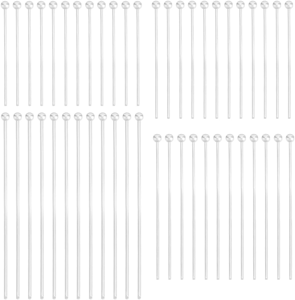 200Pcs 4 Sizes Eye Pins 925 Sterling Silver Plated Brass 20~50mm ...